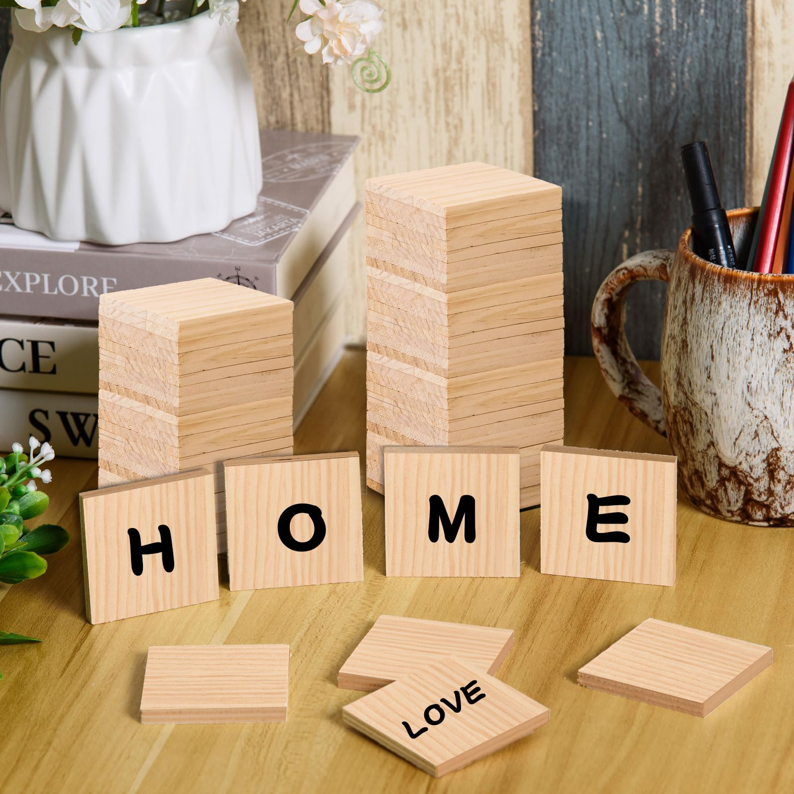 Snapklik.com : AWIZOM 36 Pcs Unfinished Wood Squares Cutouts 2x2 Inch ...