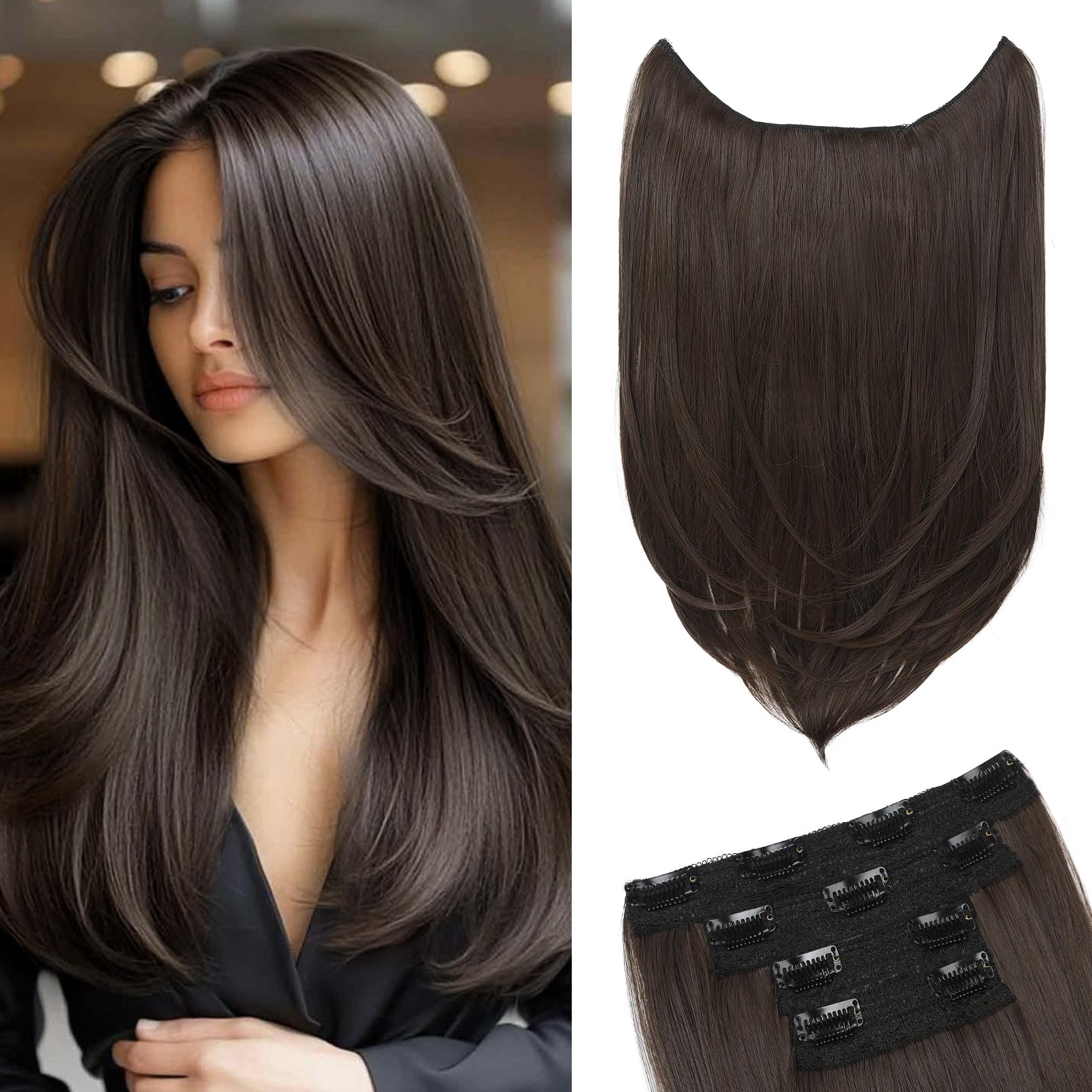 Amazon.com : NTYNTY Hair Extensions, 4PCS 18" Clip in Hair Extensions ...