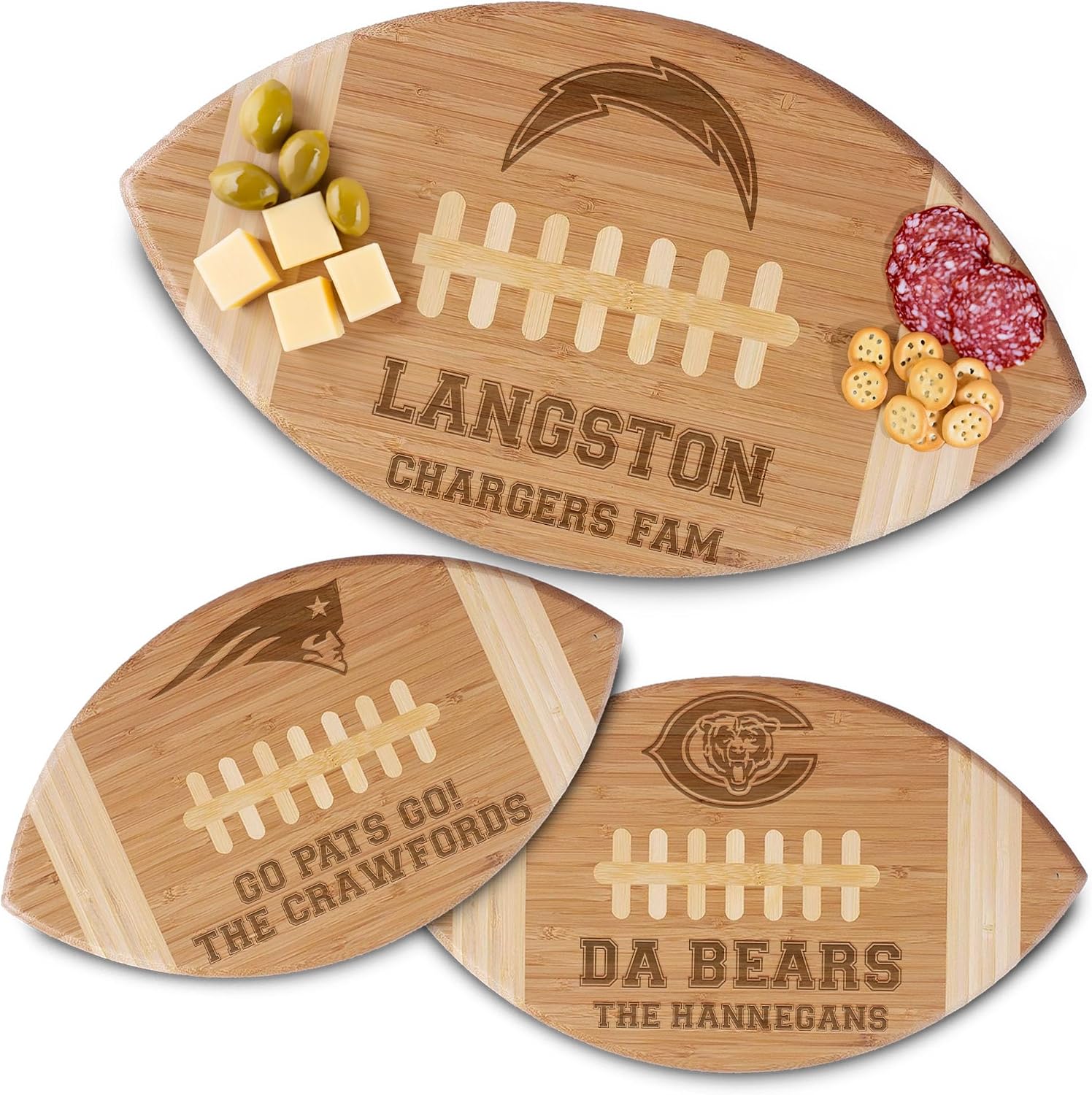 Amazon.com: Personalized cutting board, Football Shaped Cutting Board ...