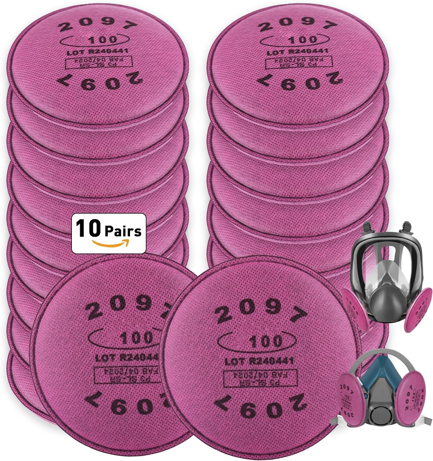 3M 2097 P100 Particulate Filter with Organic Vapor Relief, 2 Pairs (4 ...