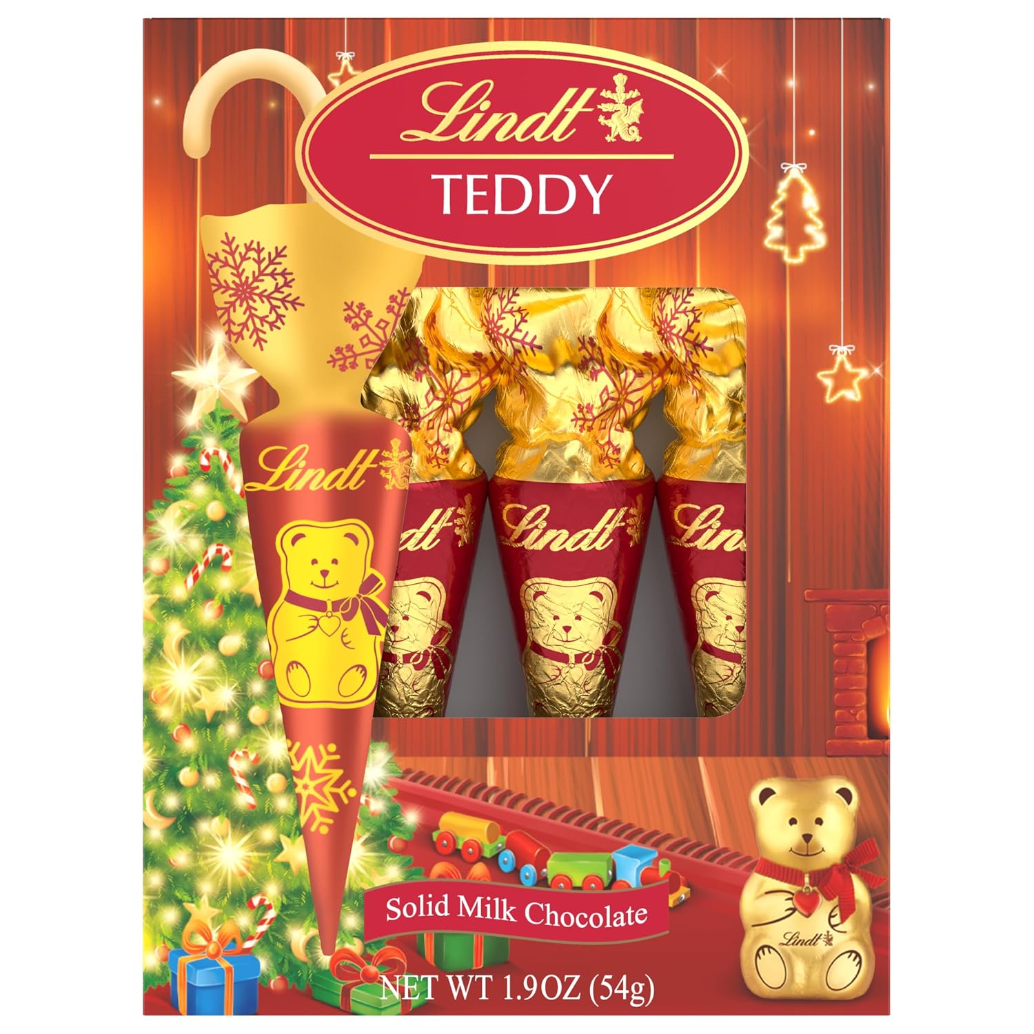 Amazon.com : Lindt Holiday TEDDY Umbrella, Solid Milk Chocolate Candy ...