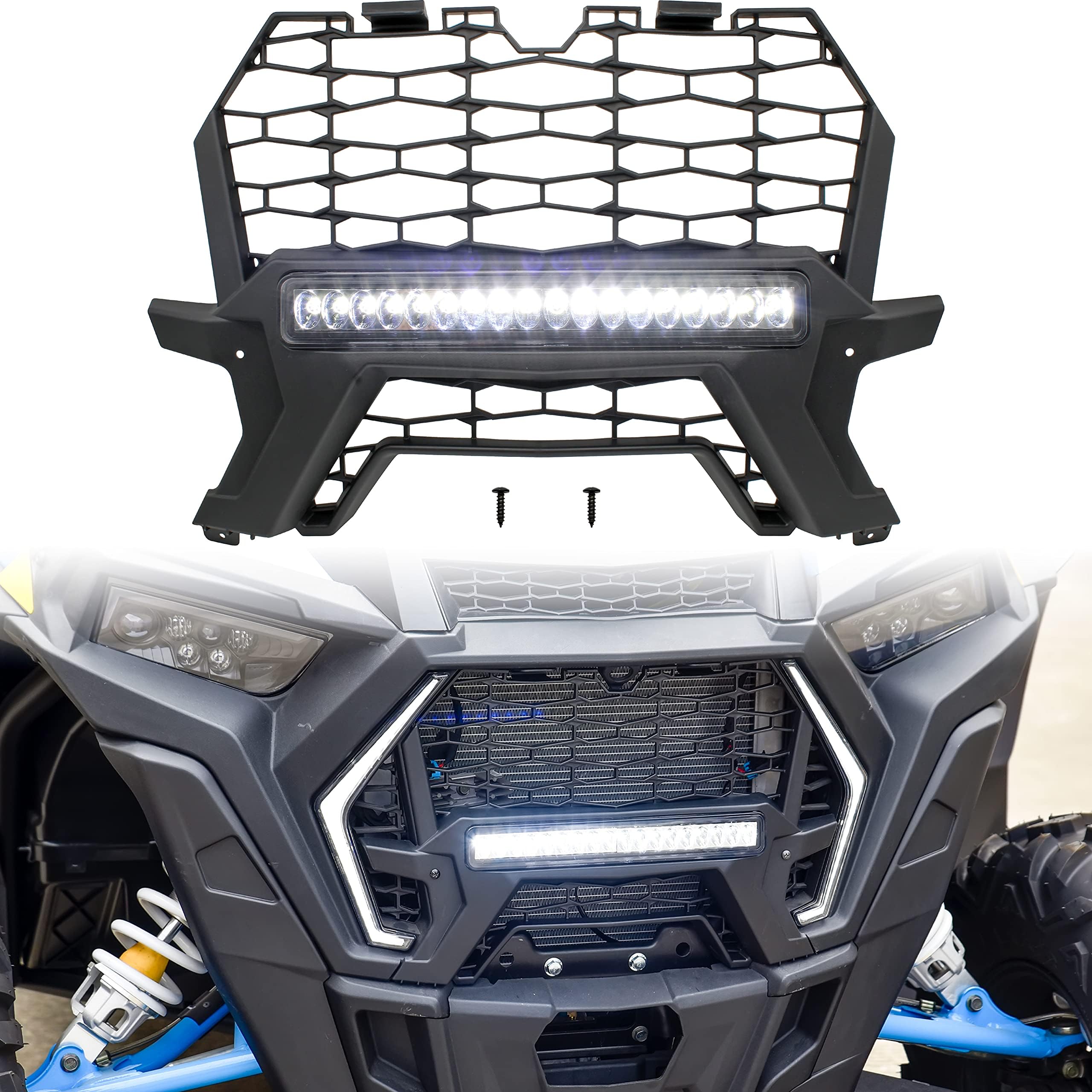 Amazon.com: SAUTVS Front Mesh Grill with Light for RZR XP, Waterproof ...