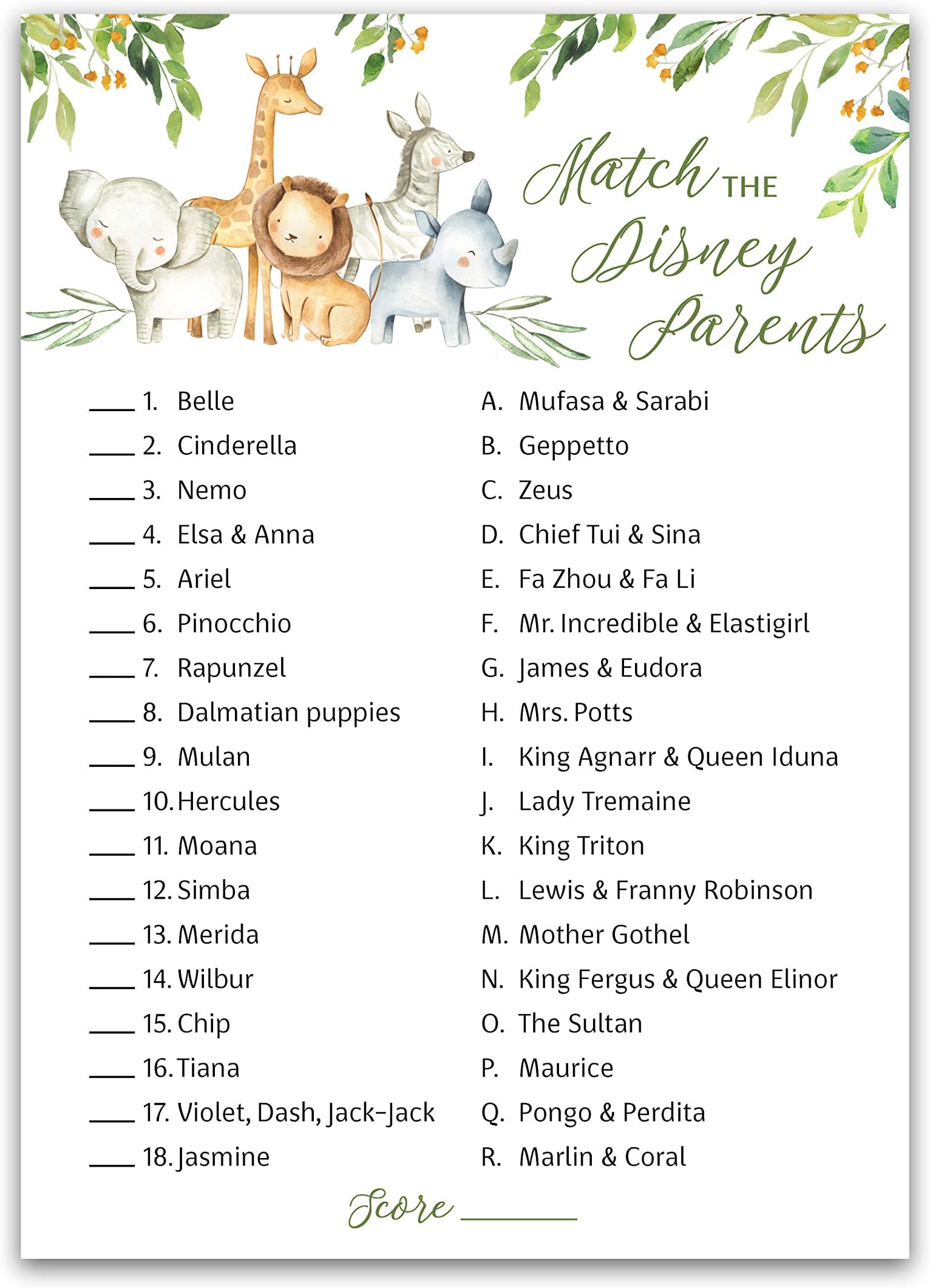 Amazon.com: Inscape Creations SAFARI ANIMALS Match Cartoon Parents Baby ...