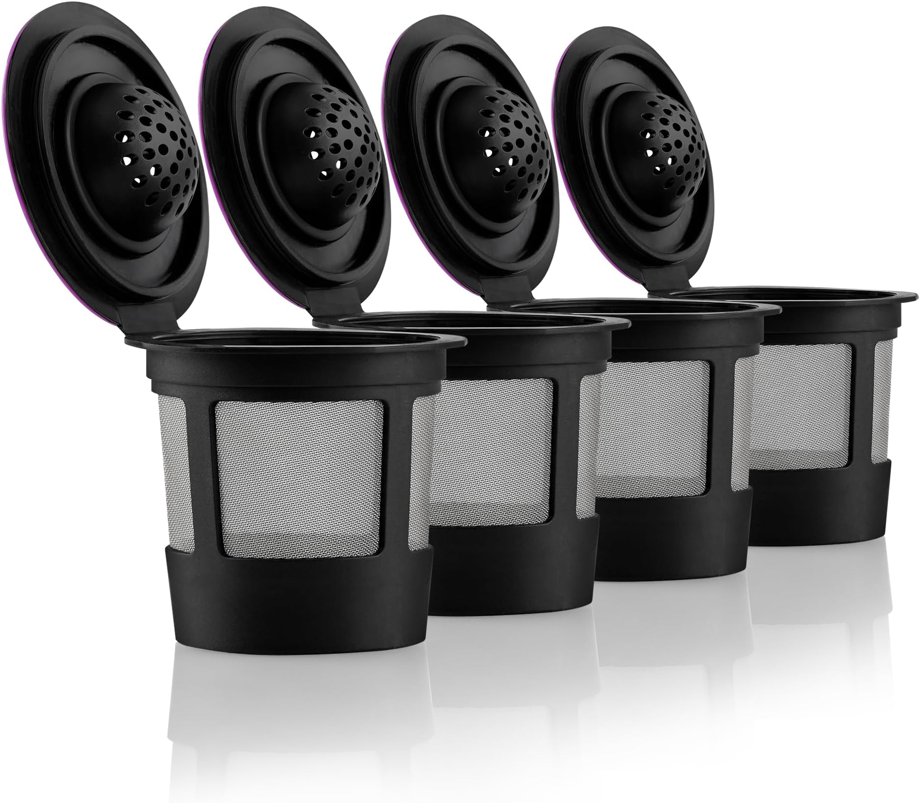 Amazon.com: 4 Black Reusable K Cups for Keurig Coffee Makers - BPA Free ...