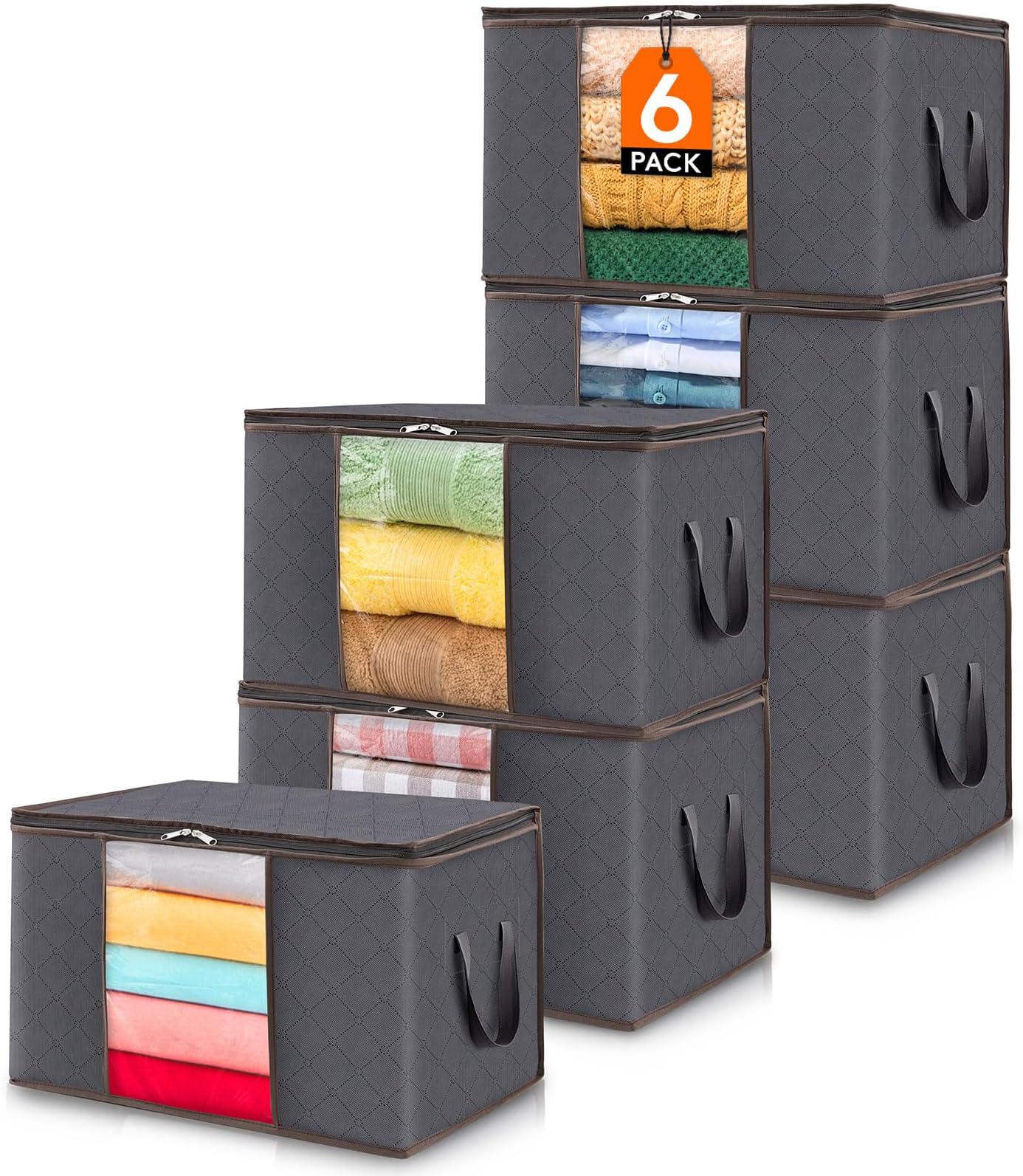 Lifewit Lot de 6 Sac Rangement Vetement, Boite Rangement Déménagement ...