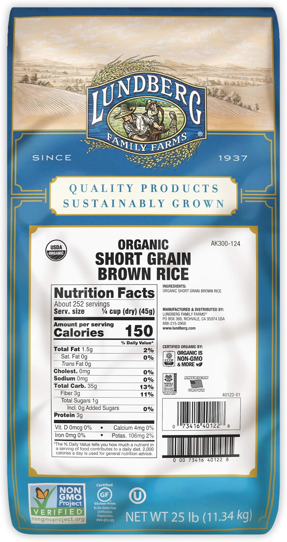 Amazon.com: Lundberg Organic Brown Rice, Short Grain - Whole Grain Rice ...