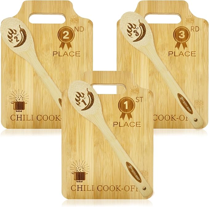 Amazon.com: YEXEXINM 3 Sets Chili Cook Off Trophies with Cutting Board ...