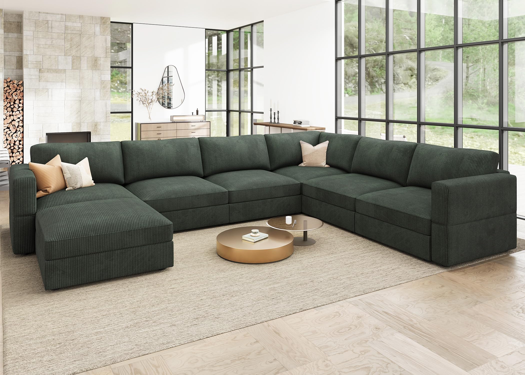 Amazon.com: HONBAY Modular Sectional Sofa with Storage Corduroy ...
