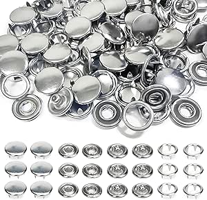 Amazon.com: 100 Sets Metal Snap Buttons, Sterling Silver Solid Sewing ...