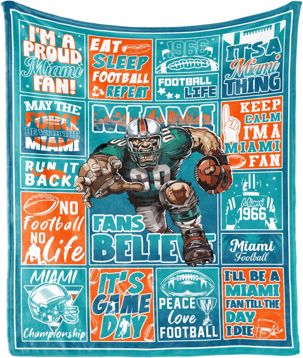 Amazon.com: WTKBLAN Football Throw Blanket 60"x50", Football Team Color ...