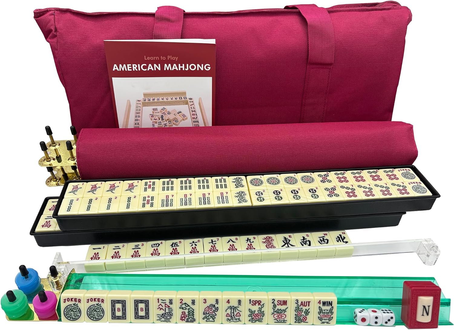 Amazon.com: LANYOTA Mahjong Game Set, 166 Premium White Tiles, All-in ...