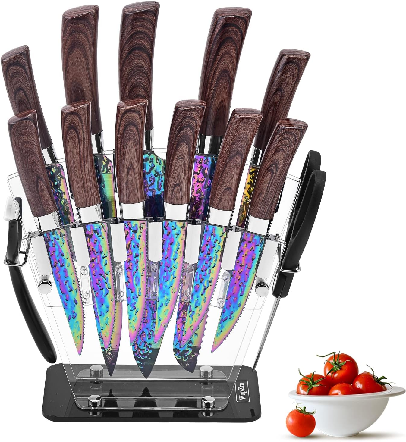 Amazon.com: Knife Set with Block, Kitchen Knife Set with Block, 15 Pcs ...