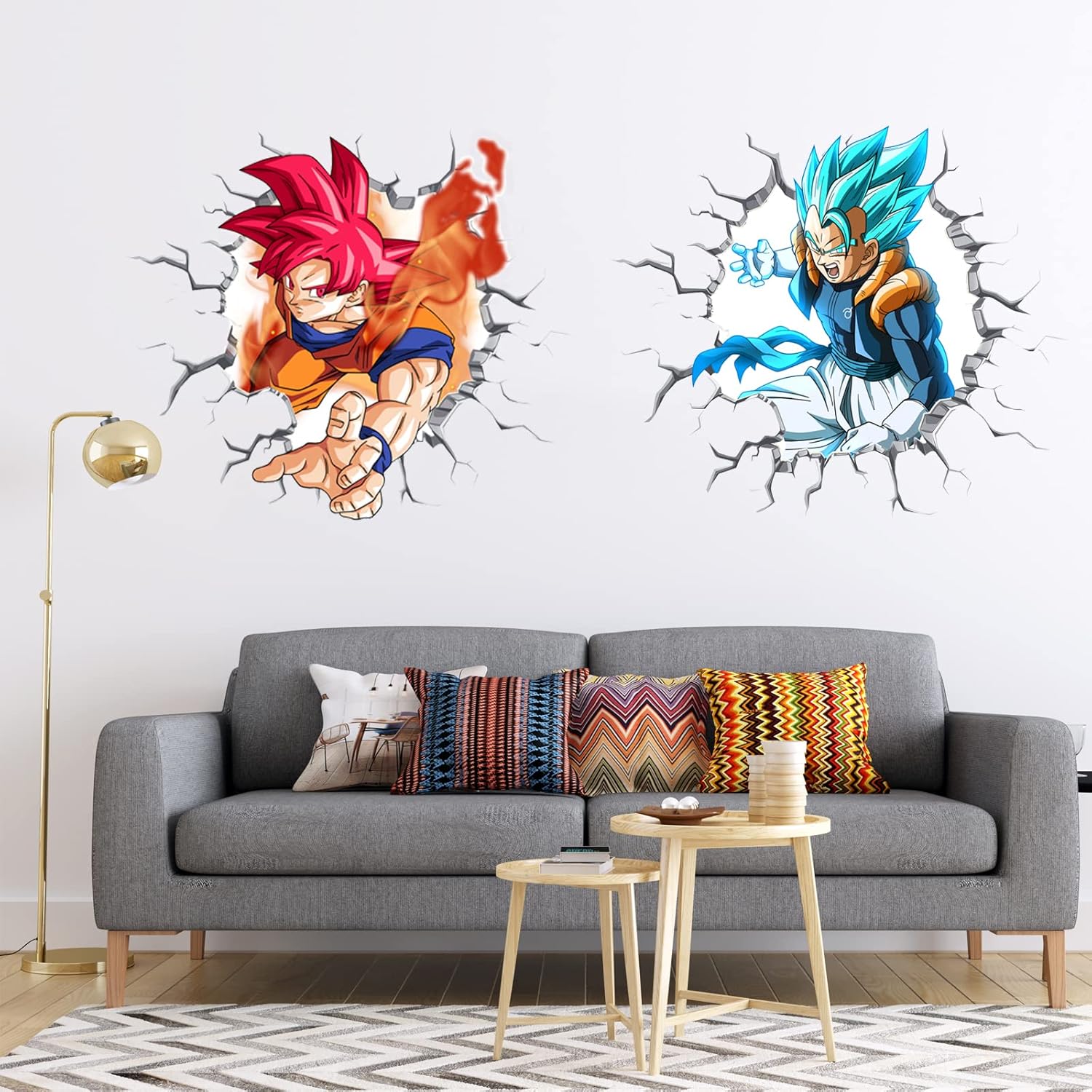 2 calcomanías grandes de anime para pared, calcomanías realistas de ...