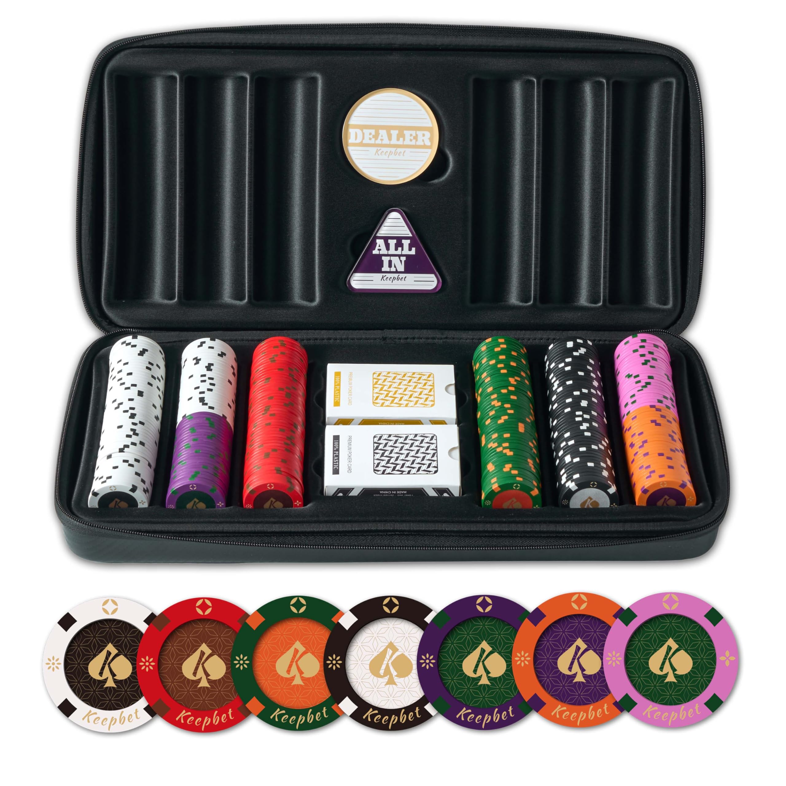 Amazon.com: KEEPBET 14 Gram Clay Game Poker Chips Set 3 Color for Texas ...