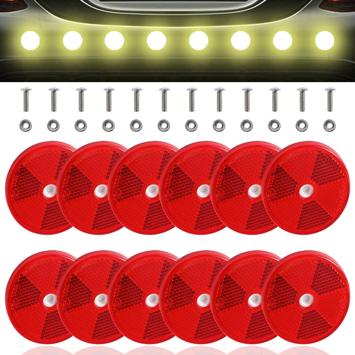 Amazon.com: Abnaok 12 Pack Front Reflector Round Reflector for Driveway ...