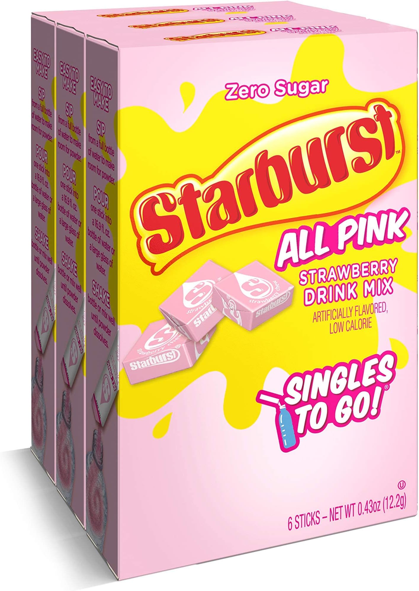 Amazon.com : Starburst Singles To Go Powdered Drink Mix, All Pink ...