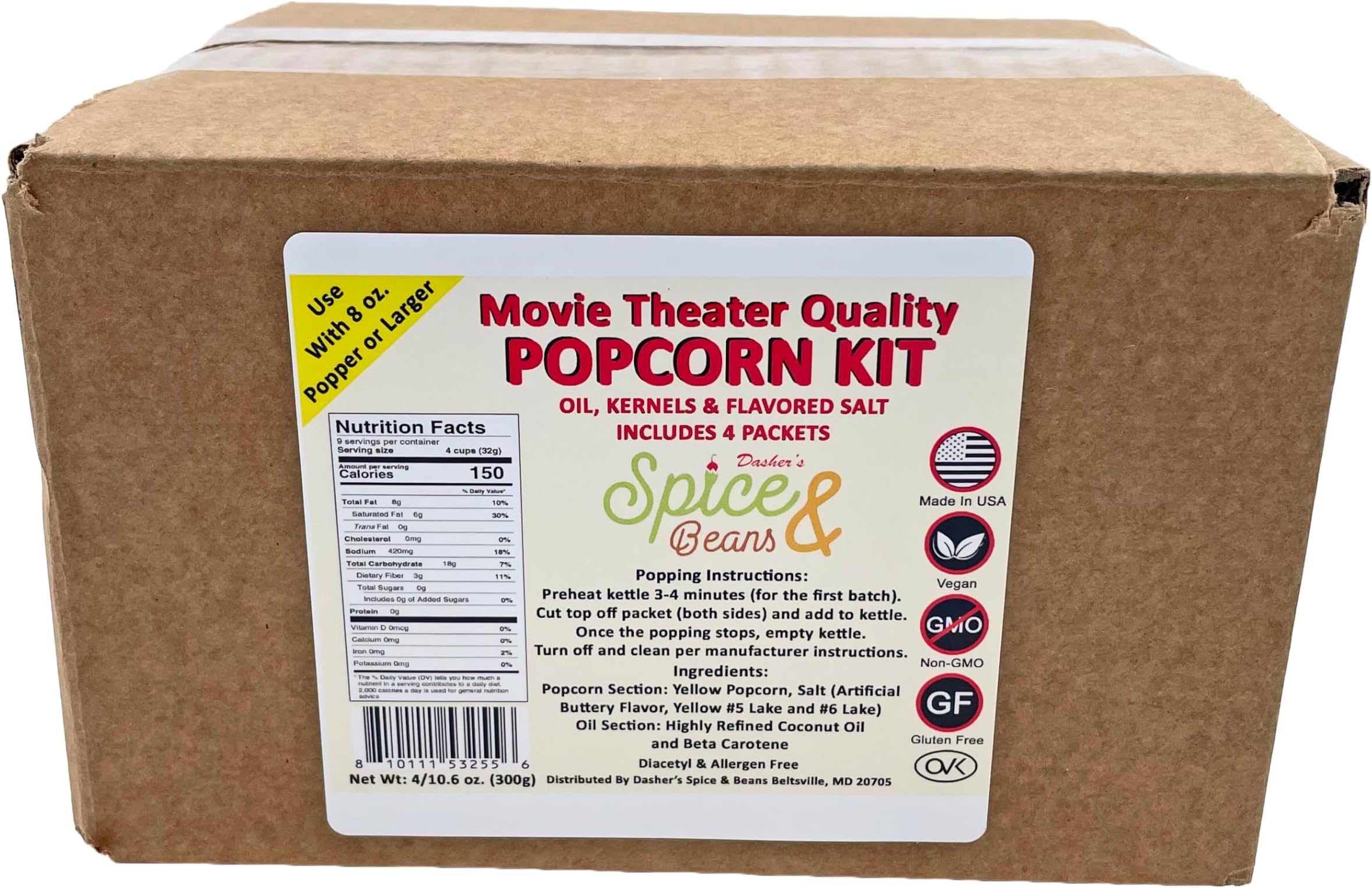 Amazon.com: Home Theater All in One Popcorn Kit For 8 oz. Popper ...