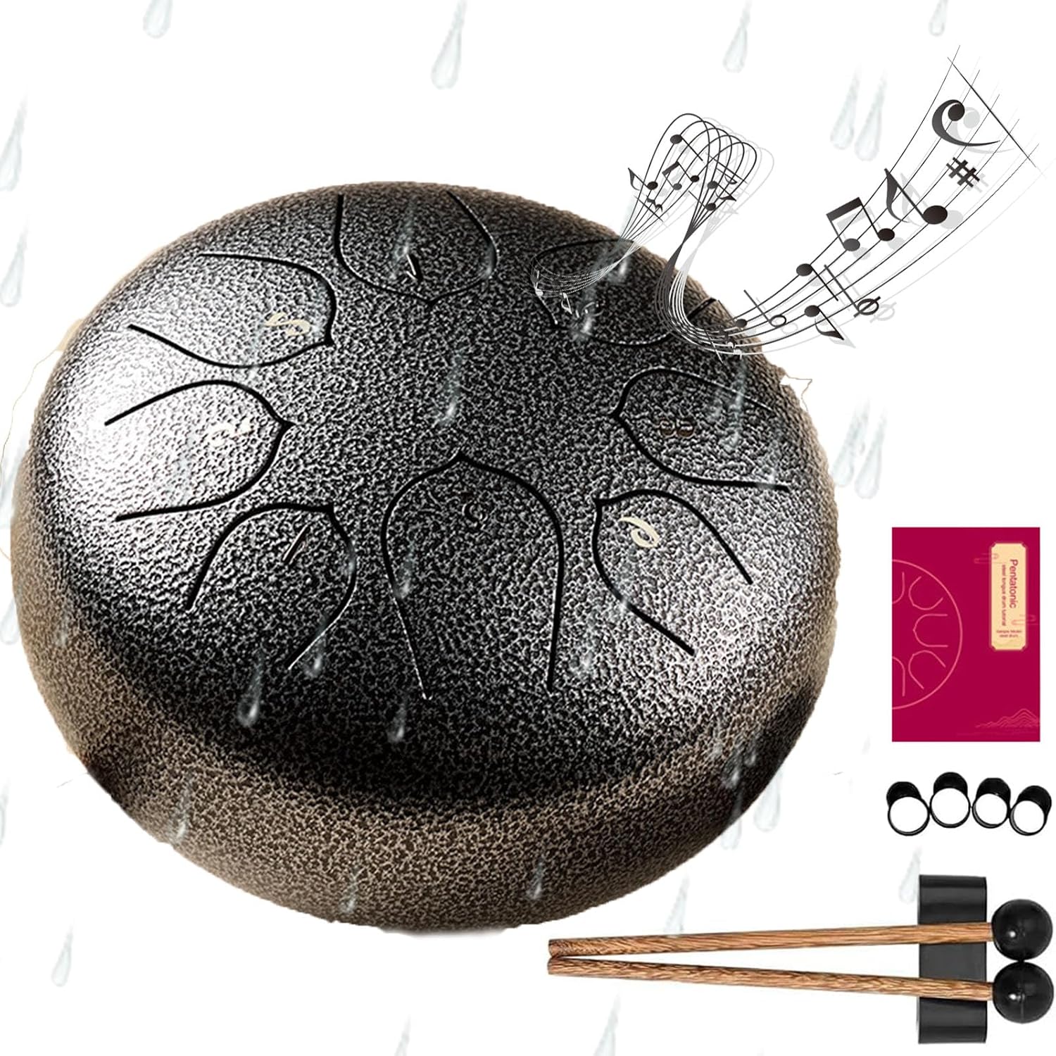 Steel Rain Chime - 8 Note 6 Inch Chakra Drum for Outside Garden ...