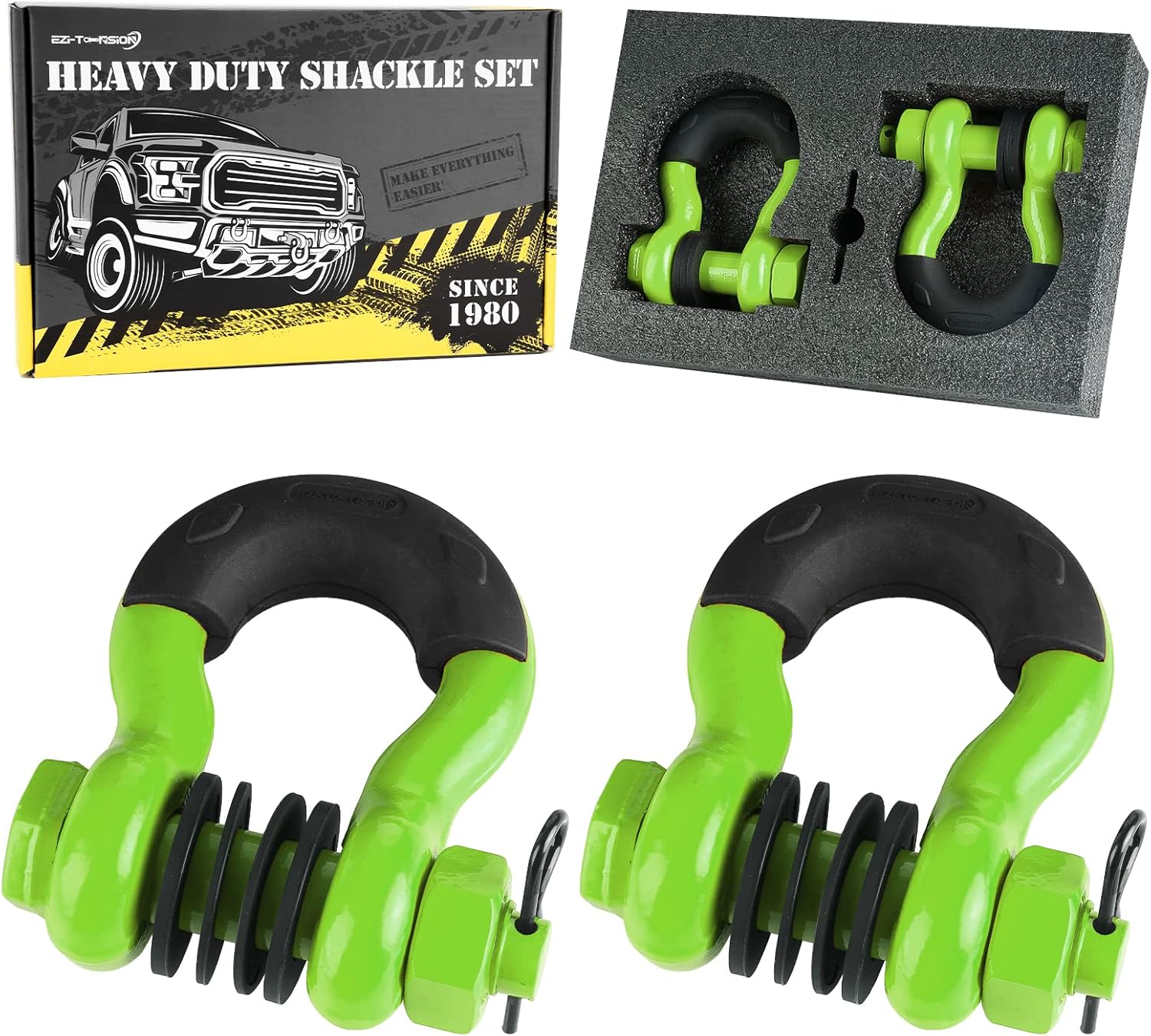 Amazon.com: EZi-T-NSiON D Ring Shackles with Safety Pin 47,000 lbs ...