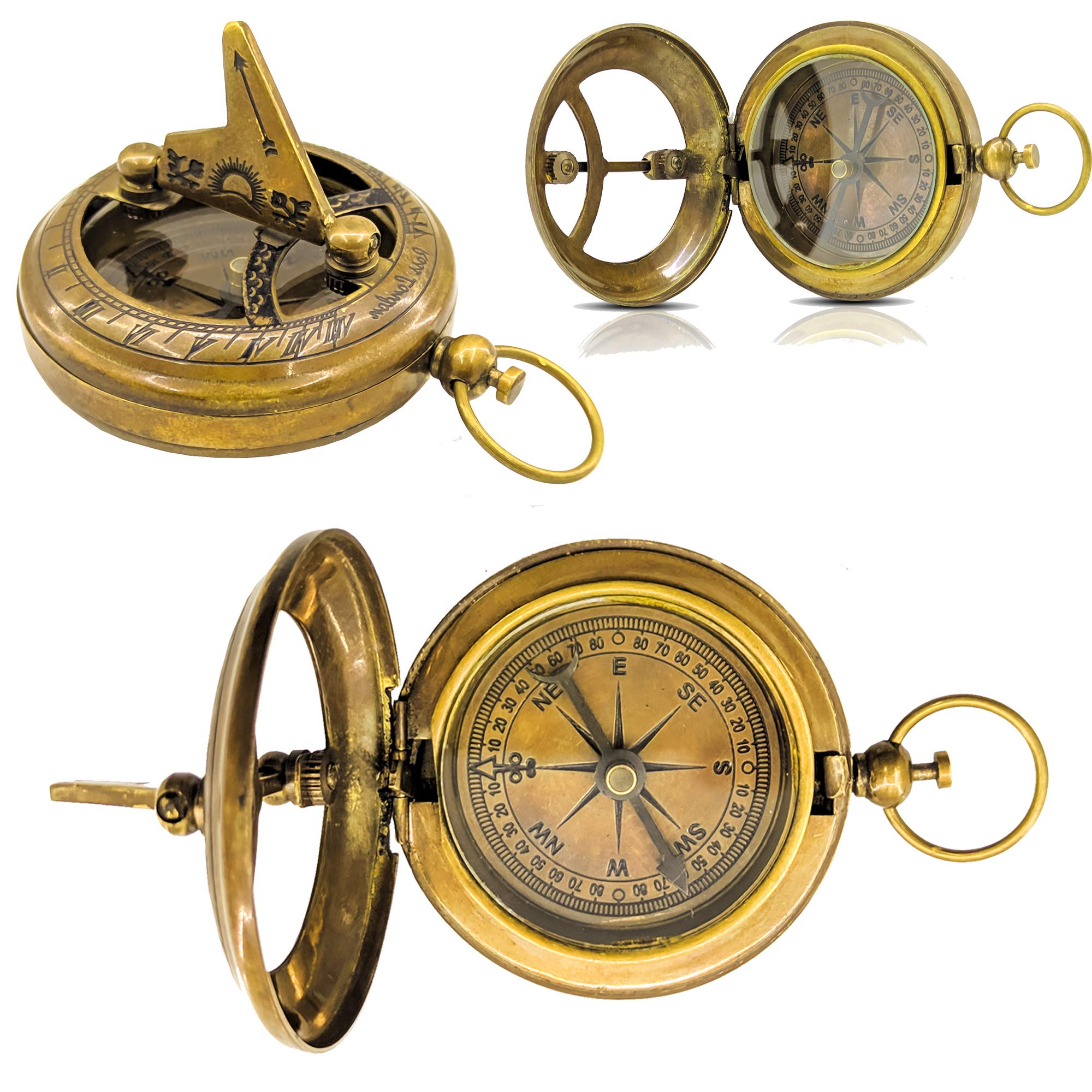 Rbn Antiquity Store Brass Sundial Compass 2 Inch Long Push | Desertcart ...