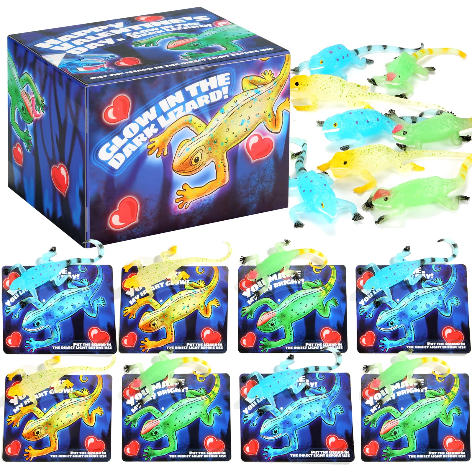 Amazon.com: Axbotoy 24 Pack Valentines Day Gift Cards with Glow in The ...