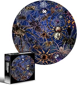 Amazon.com: Halloween Spider 1000-Piece Round Jigsaw Puzzle for Adults ...