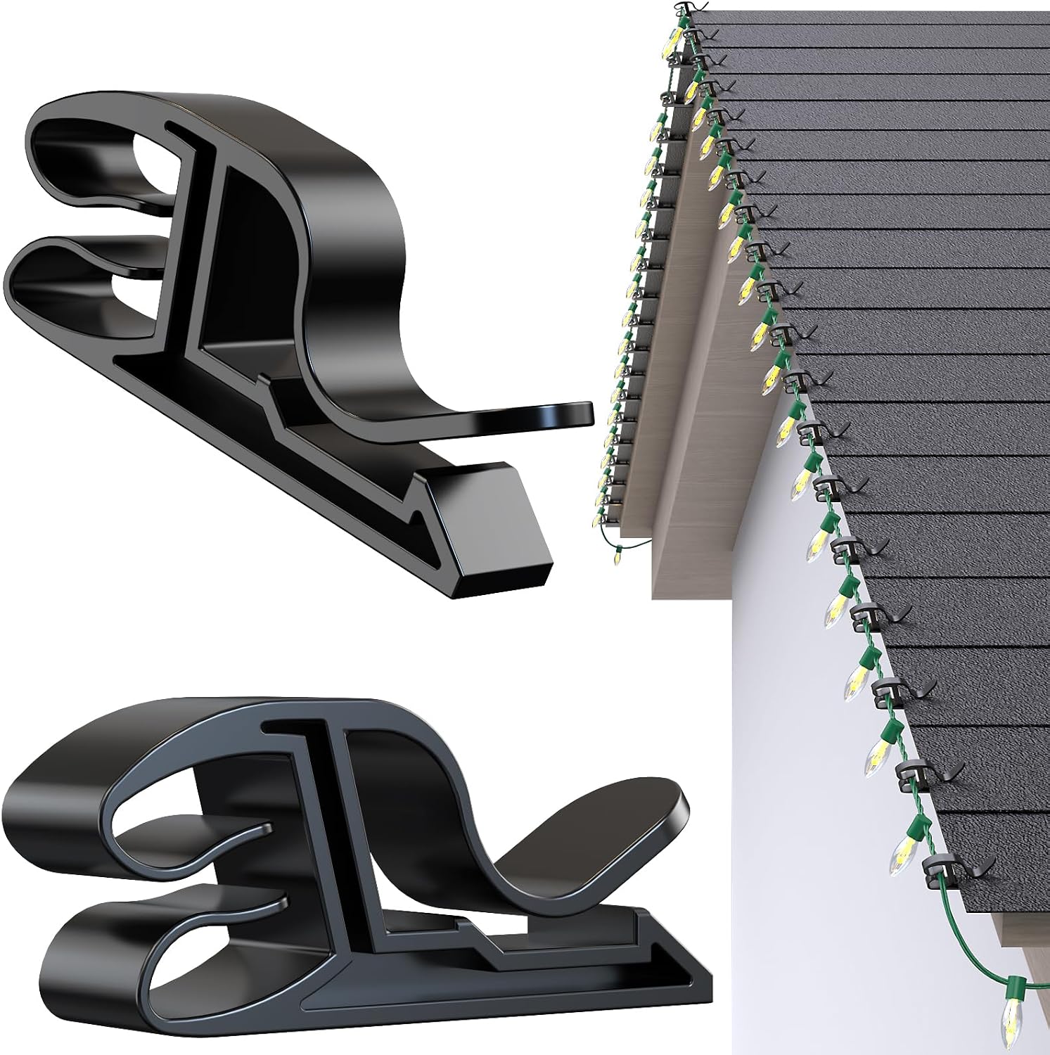 Amazon.com: Lewufe Christmas Light Clips, Gutter Clips Outside String ...