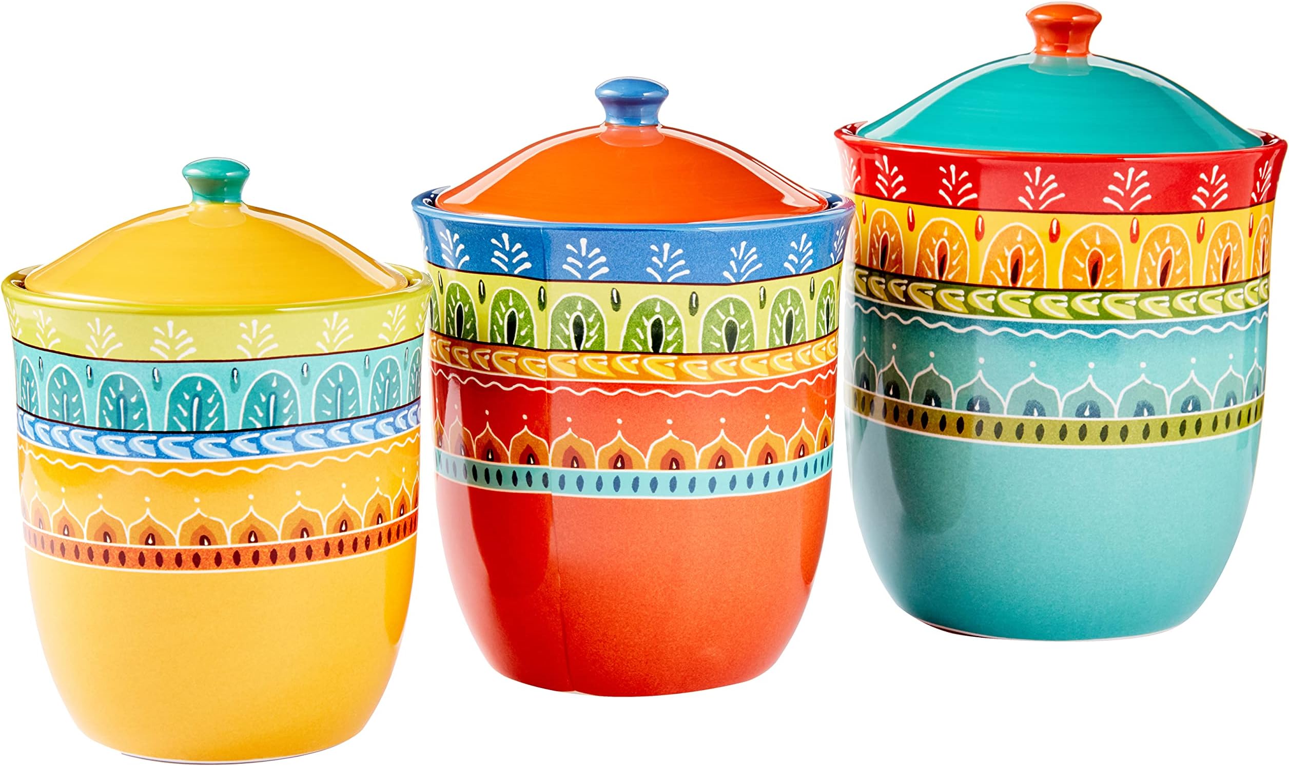 Amazon.com: Bico Red Spring Bird Ceramic Canister Set of 3 for Kitchen ...