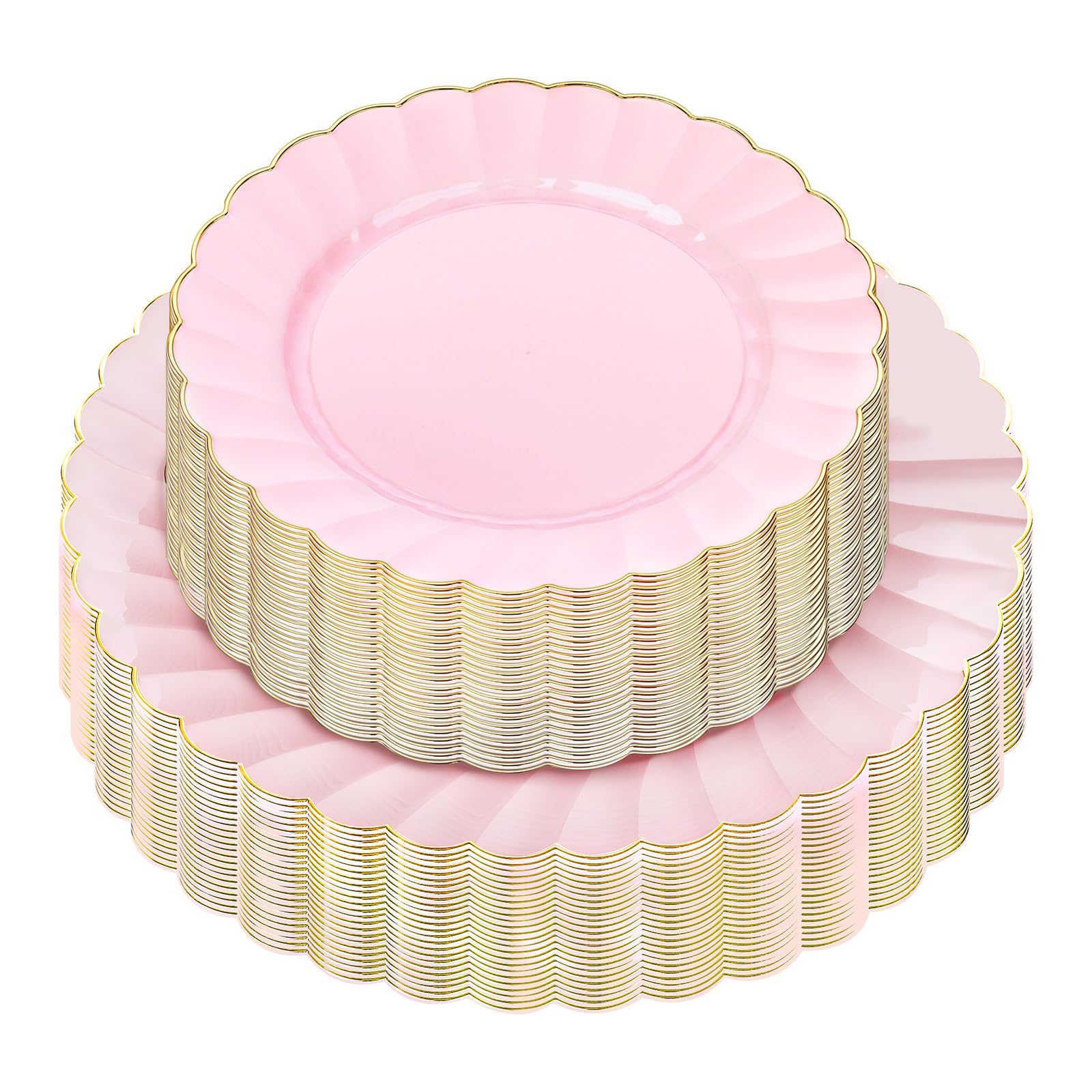 Amazon.com: 60 Pack Pink Plastic Plates for Party,Disposable Scalloped ...