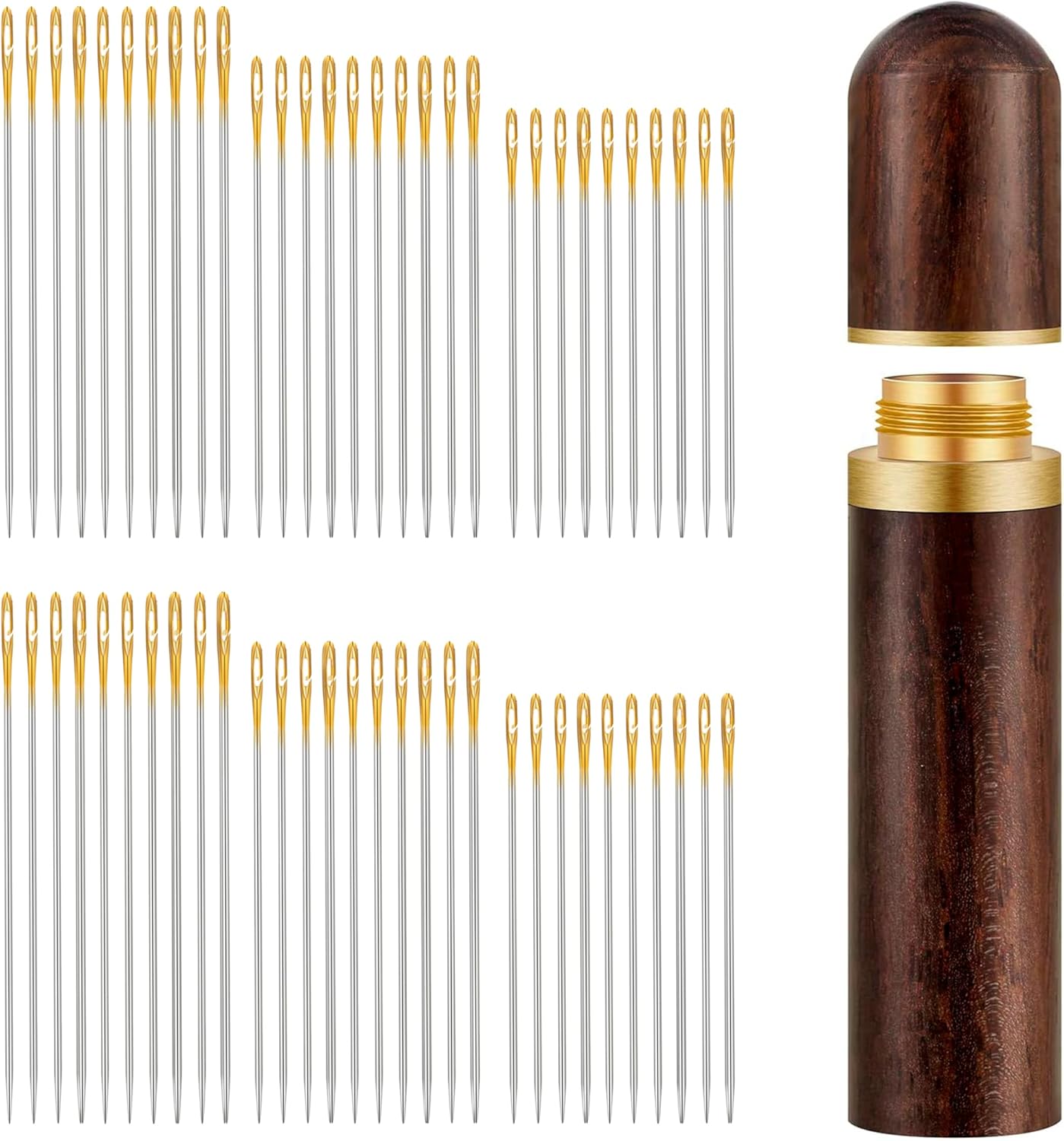 Amazon.com: (60 Gold Needles) Easy Self-Threading Needles Kit for Hand ...