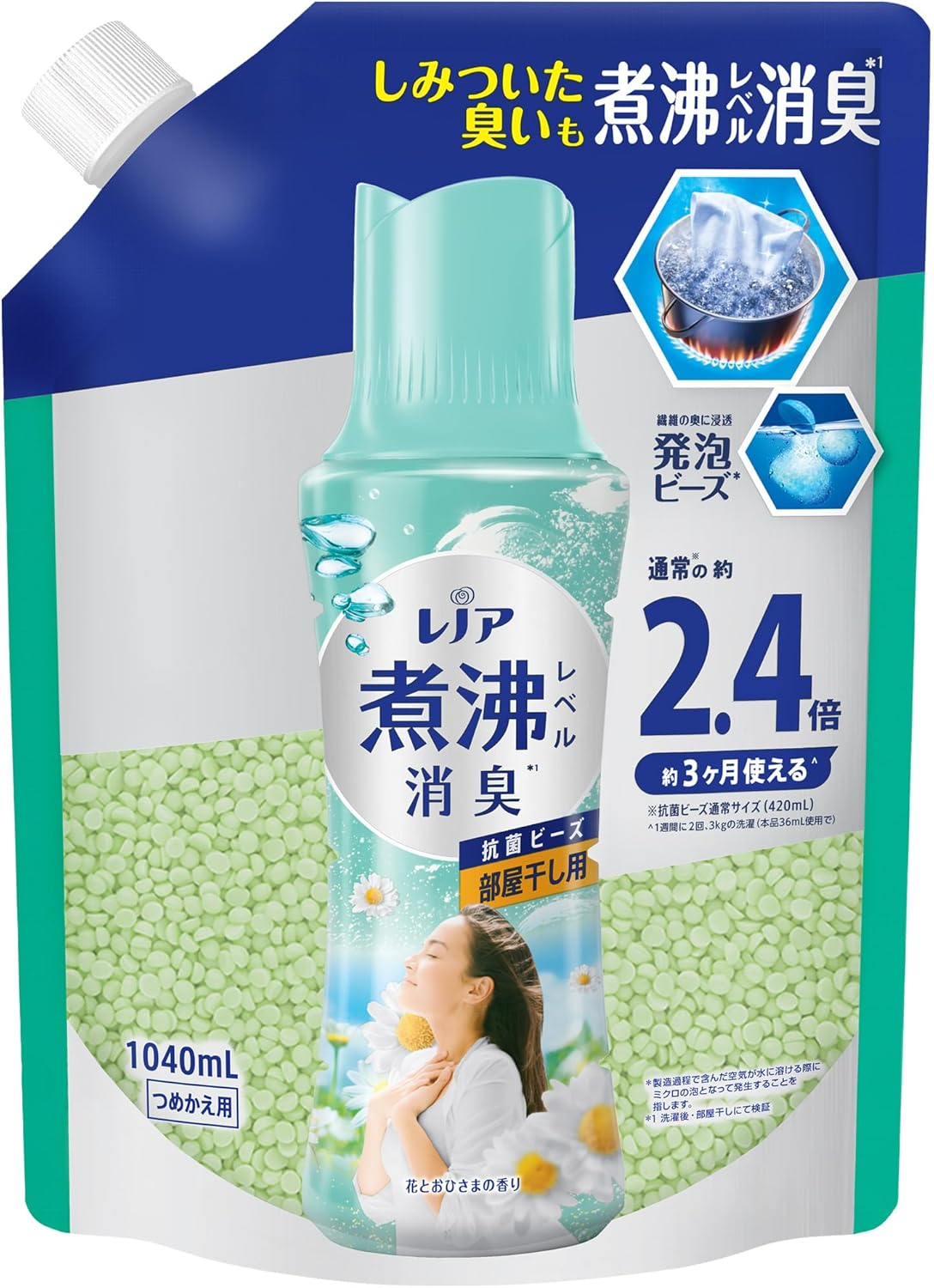 Amazon.co.jp: レノア Lenor 超消臭 煮沸レベル消臭 抗菌ビーズ 部屋干し 花とおひさまの香り 詰め替え 1,040mL : ドラッグストア