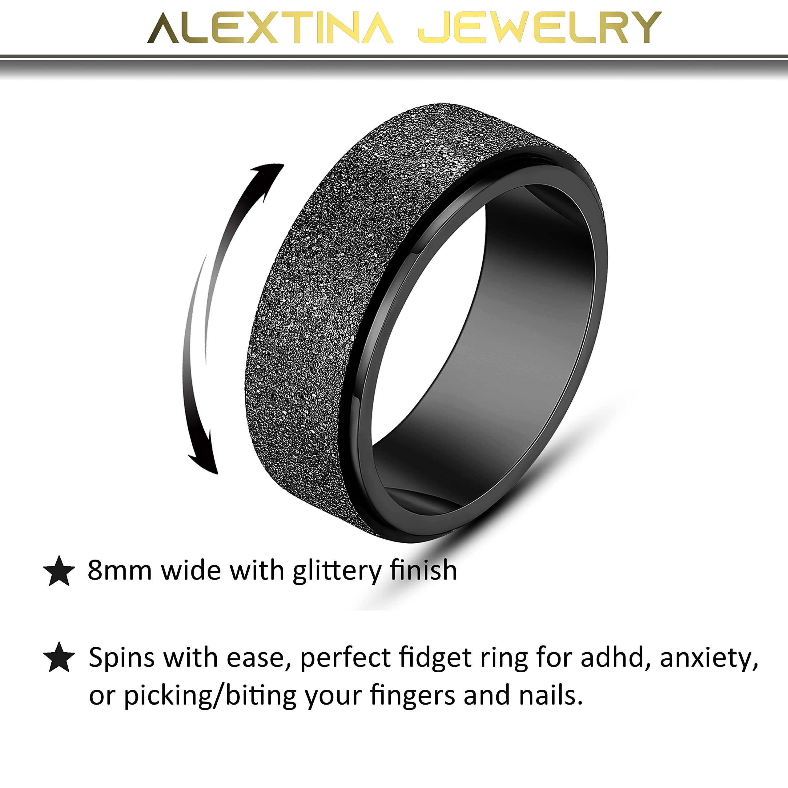 Snapklik.com : ALEXTINA Anxiety Ring For Women Fidget Ring Men 8MM ...