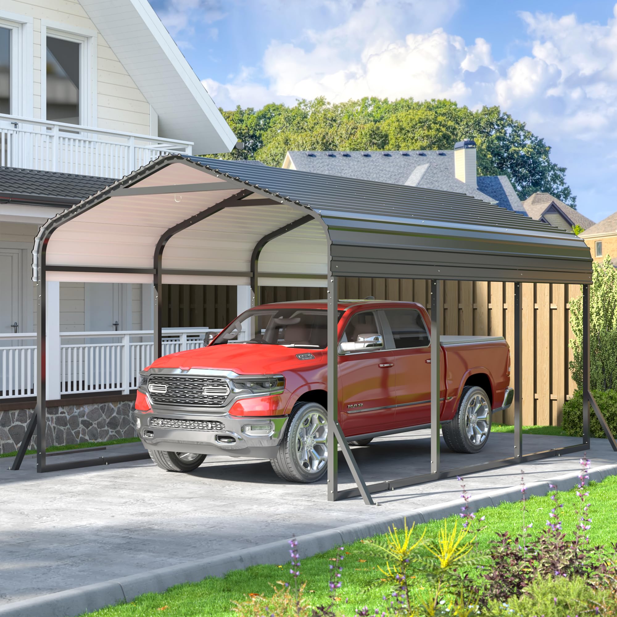 Amazon.com: VIWAT Carport 10x15 FT, Metal Carport with Enhanced Base ...