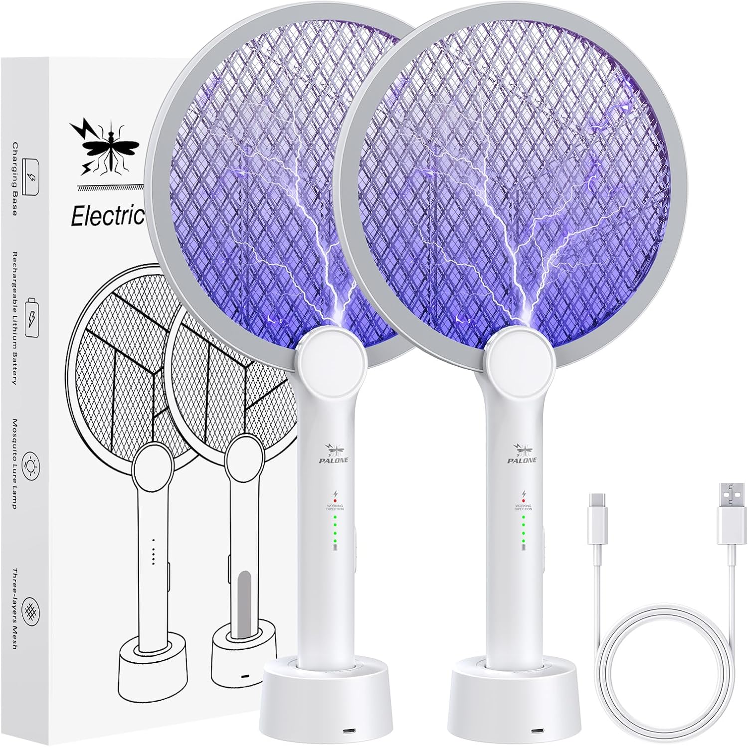 Amazon.com : Electric Fly Swatter, 4000V Bug Zapper Racket, 2 in 1 ...