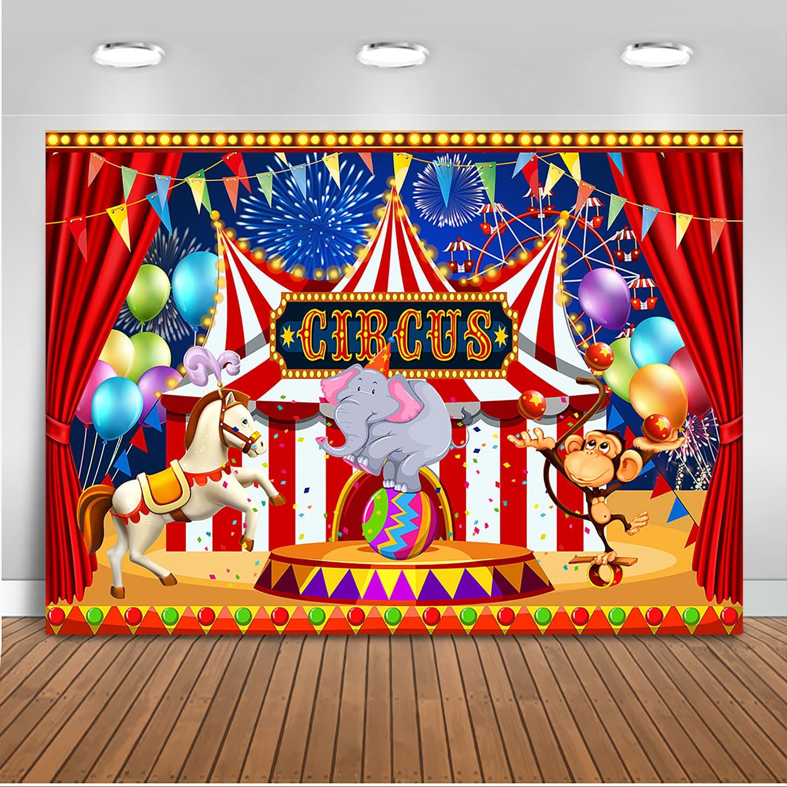 Amazon.com: Yeele 7x5ft Pink Circus Backdrop Carnival Carousel Ferris ...