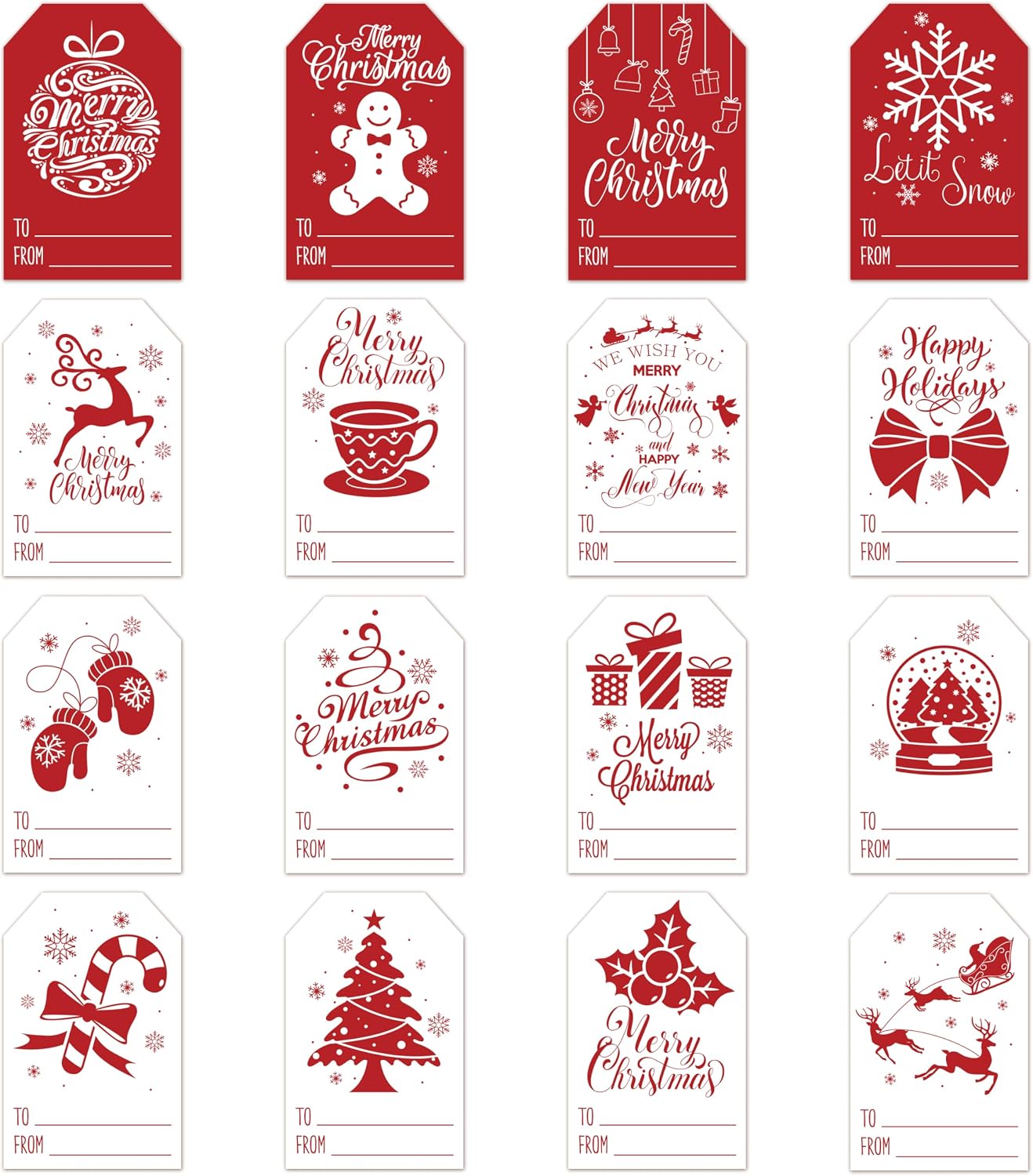 Amazon.com: Haooryx 480Pcs Christmas Name Tag Stickers Red White Xmas ...