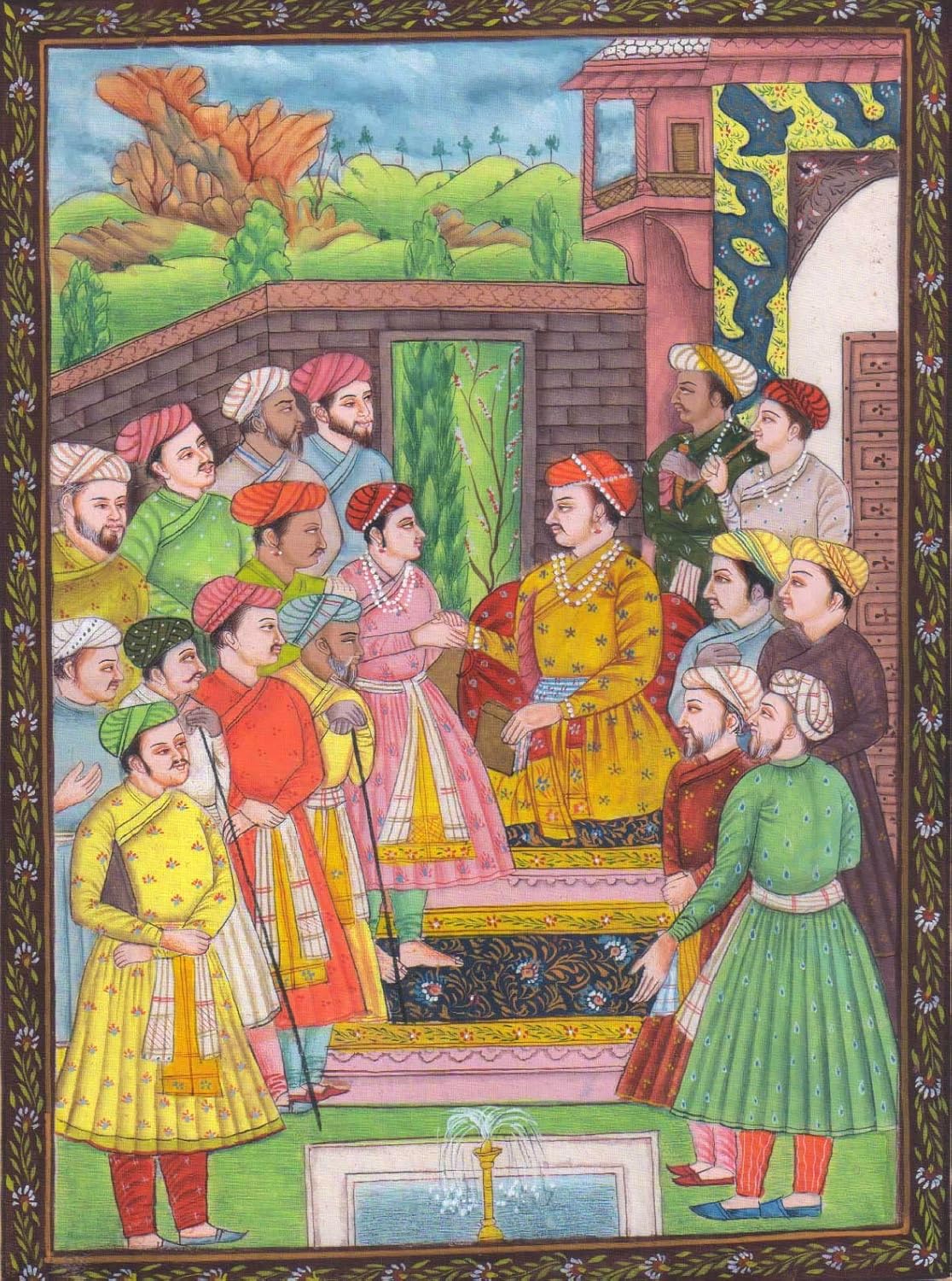 Rajasthani Miniature Painting - Raj Darbar (water color on cotton cloth ...