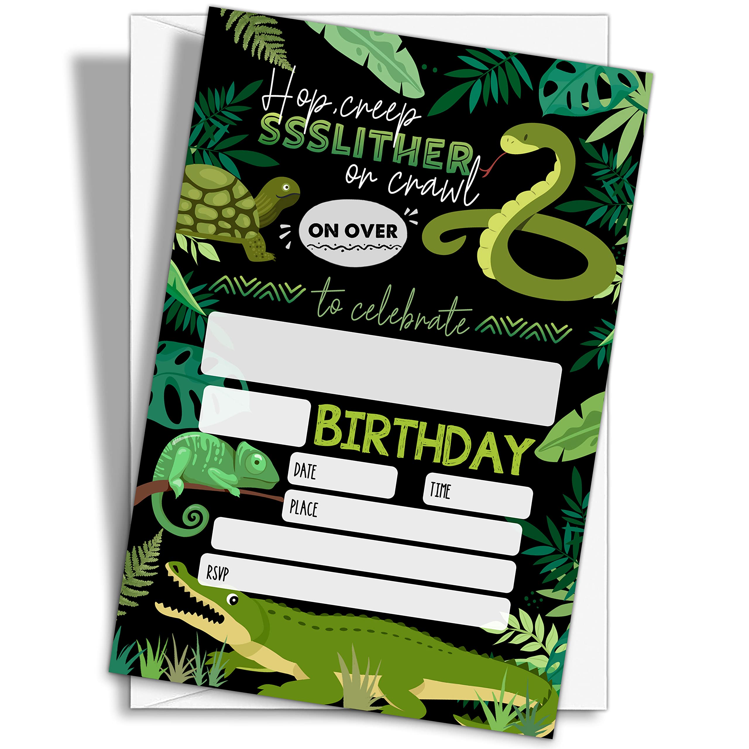 Amazon.com : YQV Reptile Birthday Party Invitations, 20-Count Snake ...