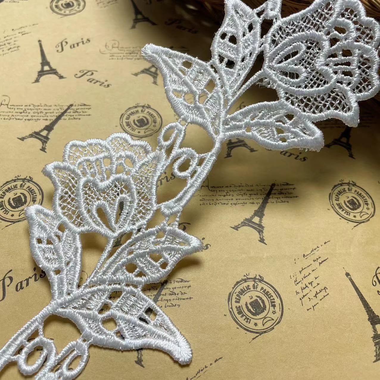 Amazon.com: 9.5CM Width Europe Leaf Pattern Inelastic Embroidery Lace ...