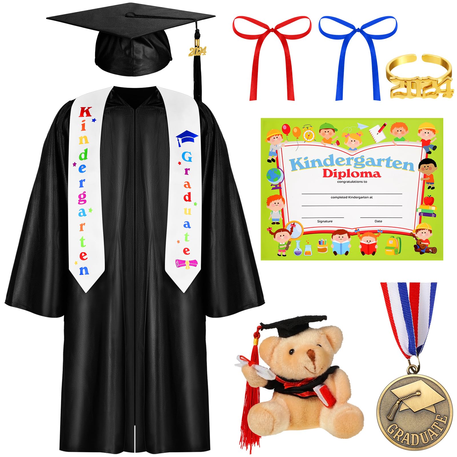 Amazon.com: Capoda 9 Pcs Kids Kindergarten Graduation Cap Gown with ...