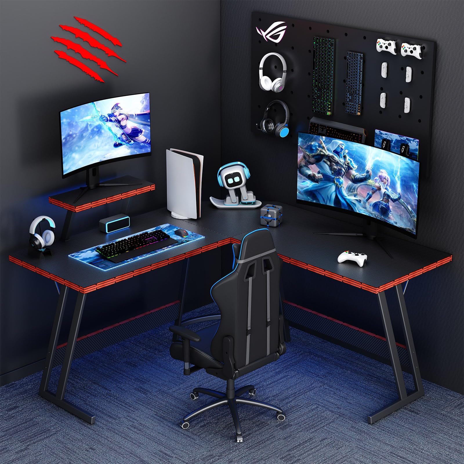 Lufeiya Black L Shaped Gaming Desk - 51 Inch Computer Corner Desks ...