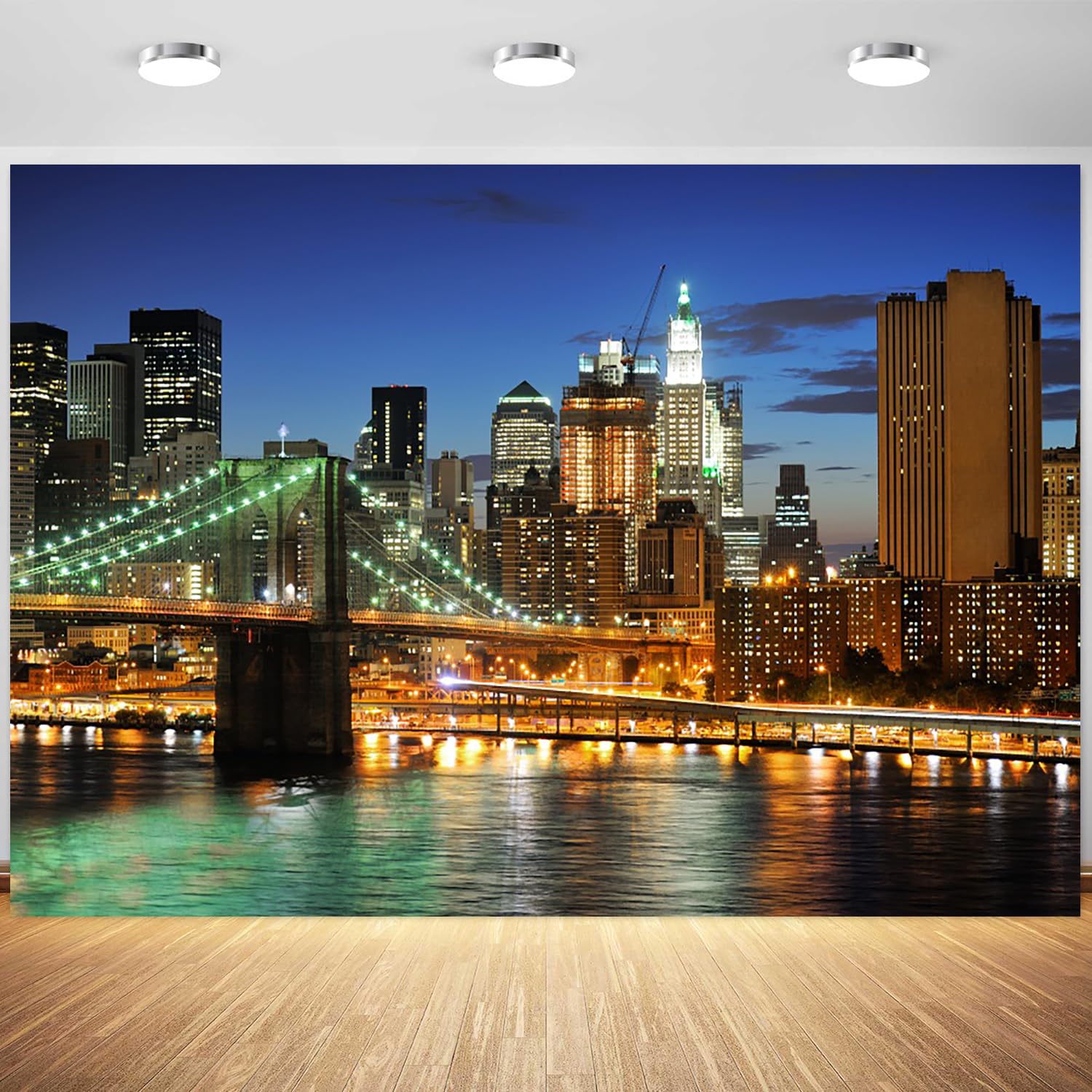 Amazon.com : 7x5ft City Backdrop Modern Cityscape Night View Bridge ...