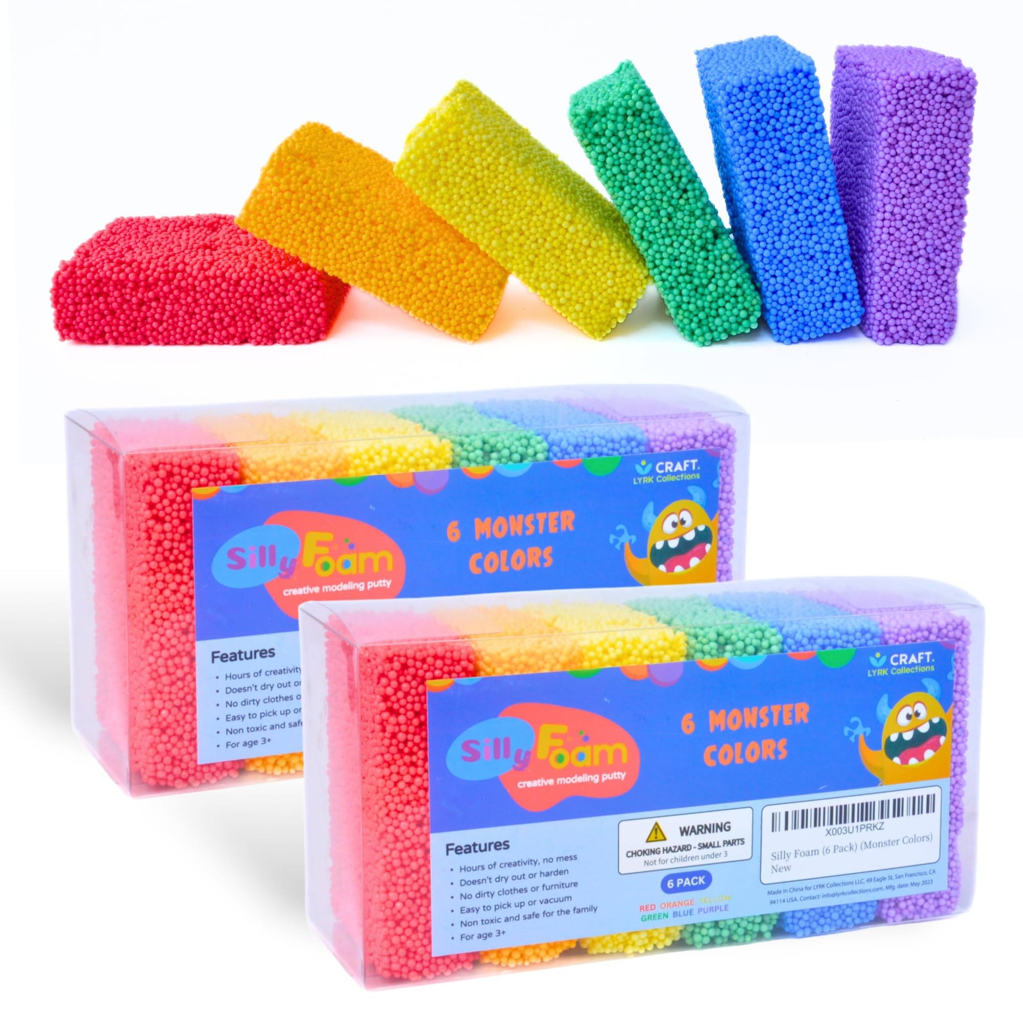 Amazon.com: Silly Foam, Creative Modeling Foam Beads, 2-Pack Primary ...