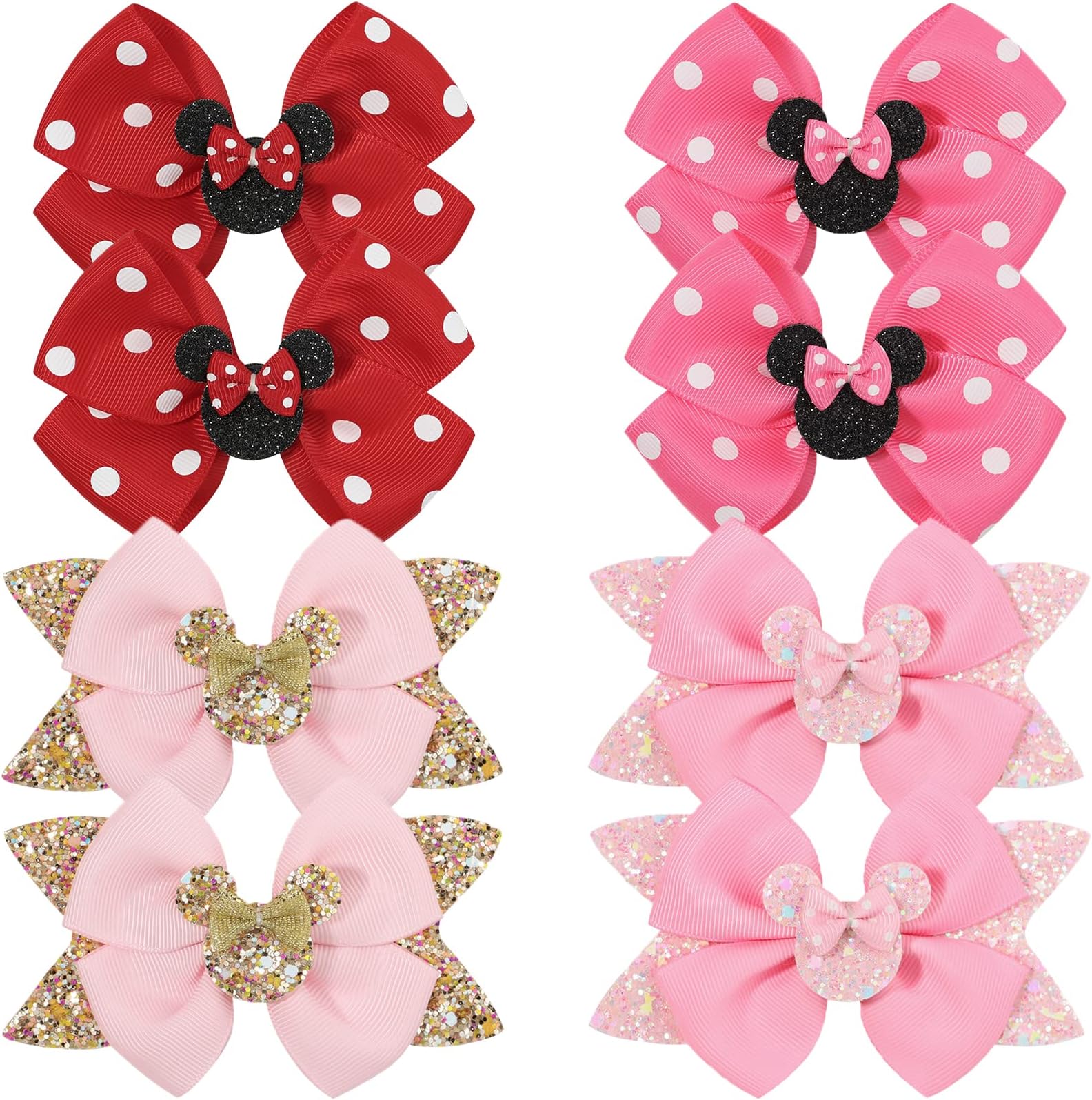 Amazon.com : 4Pcs Mouse Ears Bow Clips for Girls Women 4Inch Birthday ...