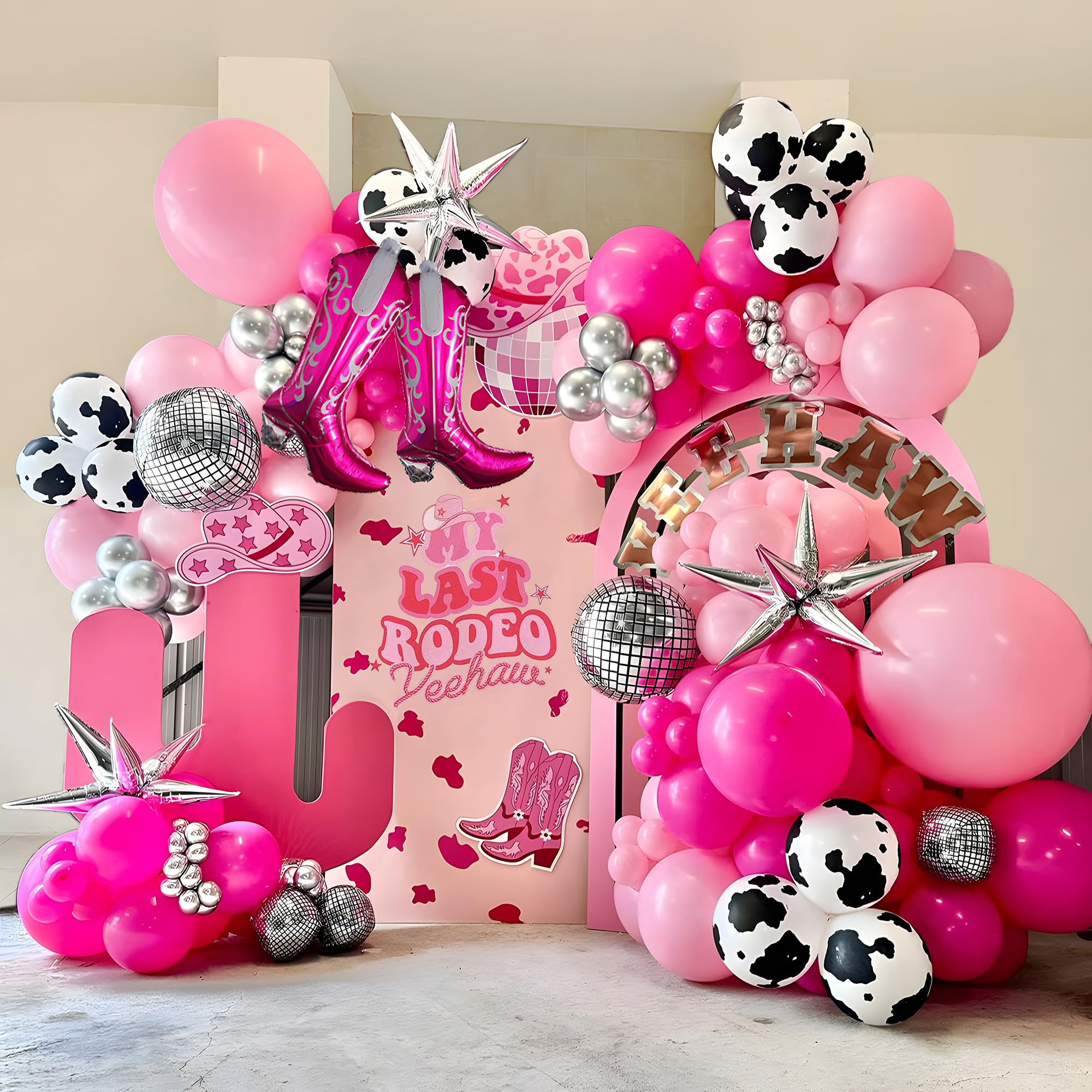 Amazon.com: Hot Pink Cowgirl Rodeo Balloons Arch Garland, Let's Go Girl ...