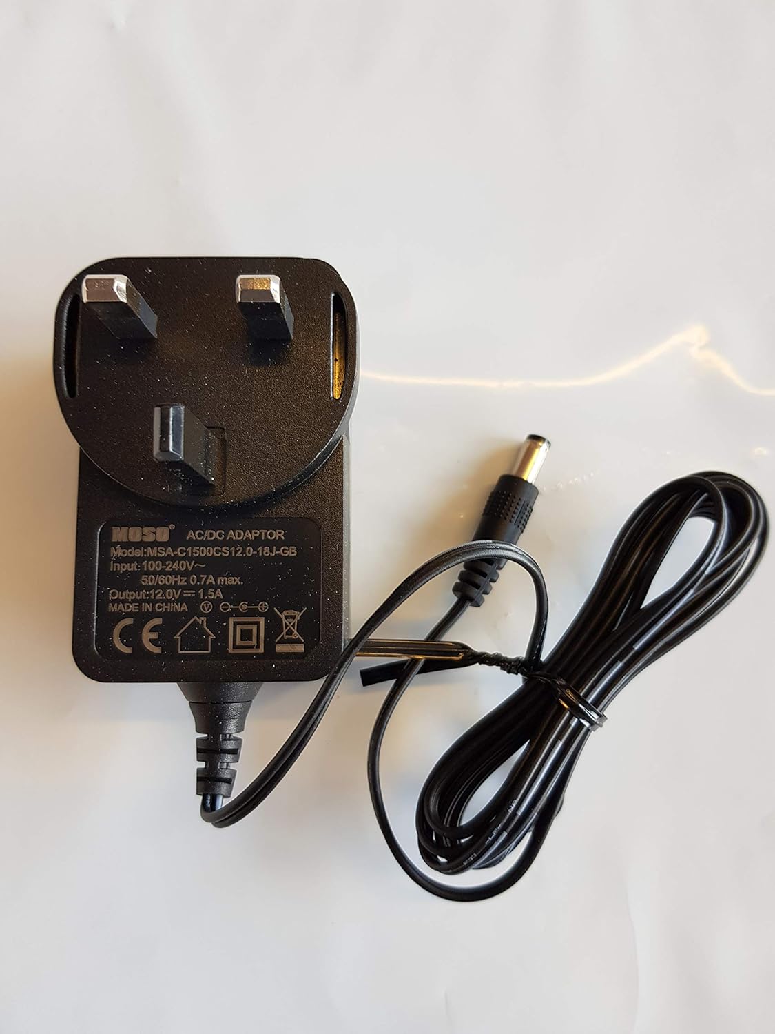 MOSO MSA-C1500CS12.0-18J-GB AC DC ADAPTOR 12V 1.5A UK PLUG : Amazon.co ...