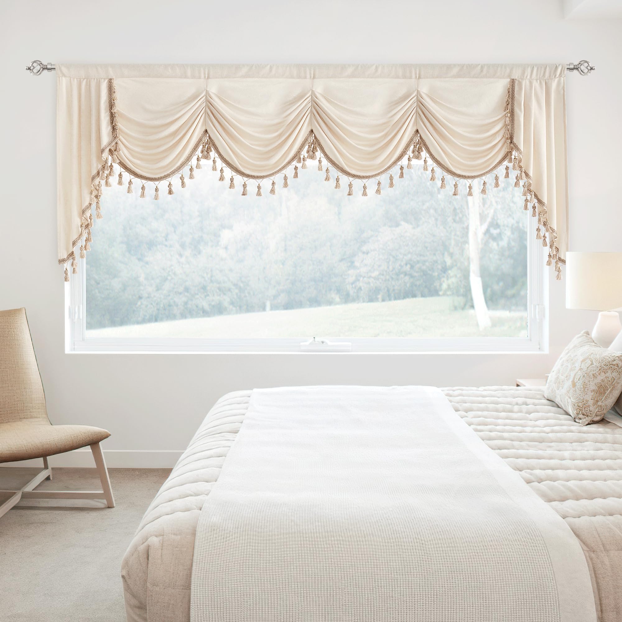 Amazon.com: NICETOWN Luxury Beige Double-Sided Thick Chenille Waterfall ...