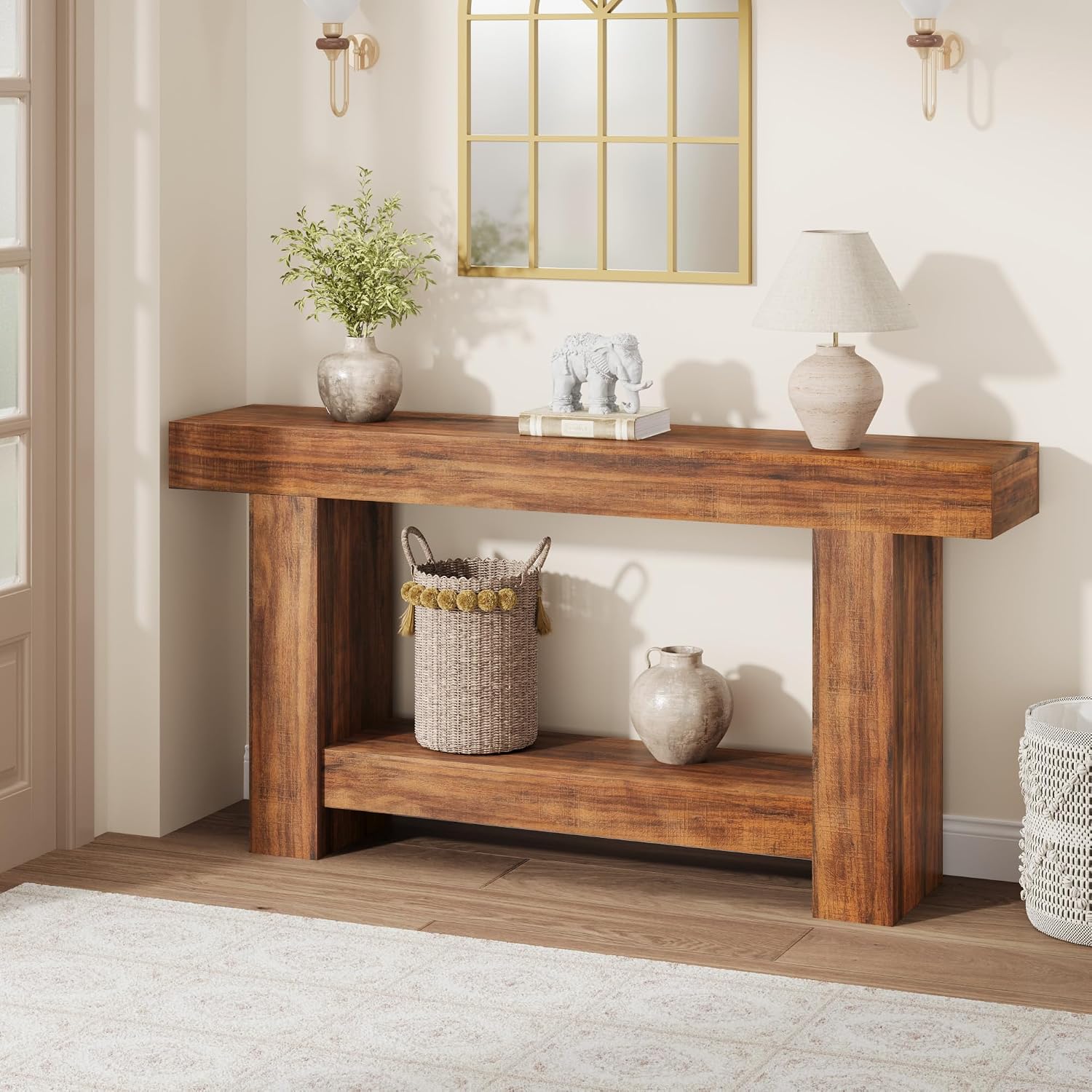 Amazon.com: CABIHOME 63 Inches Farmhouse Console Table, 2-Tier Entryway ...