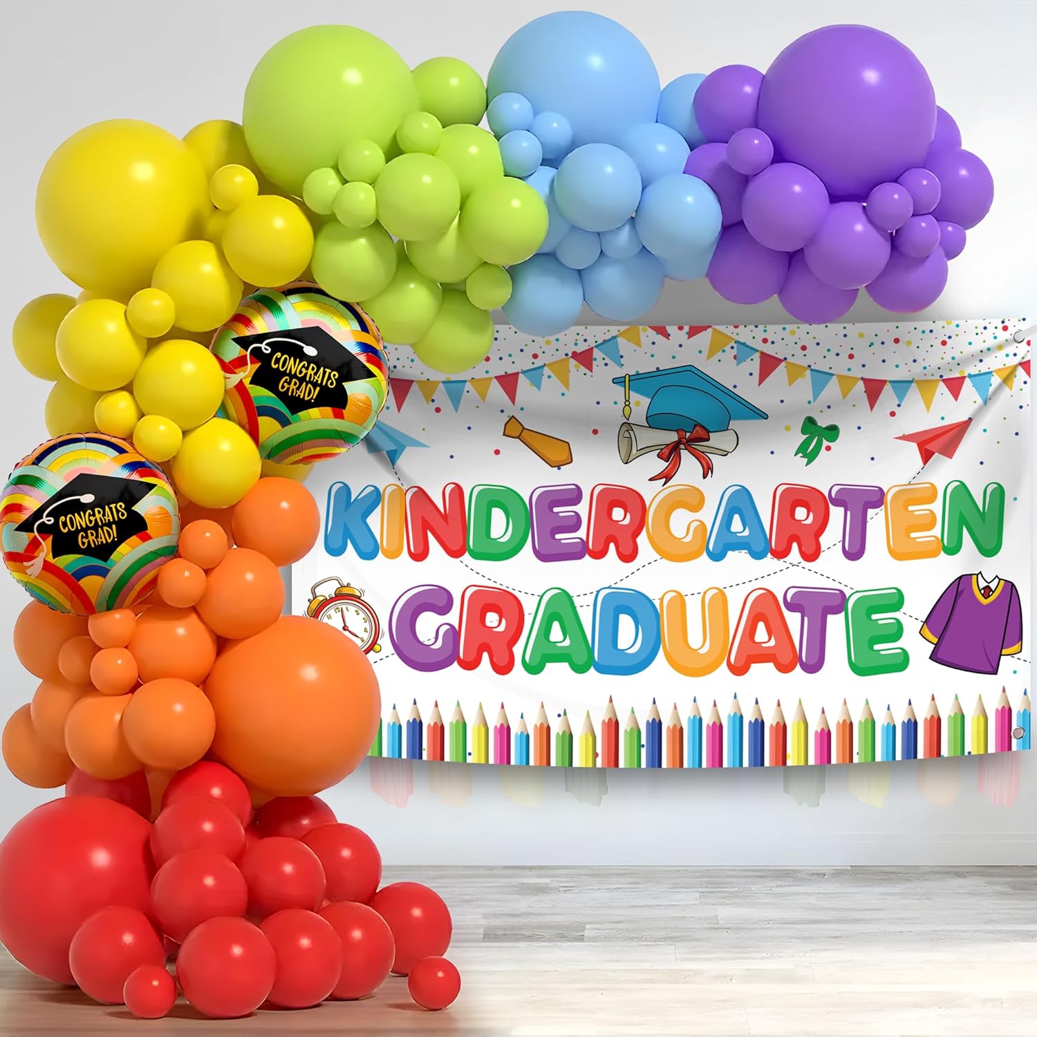 Amazon.com: KatchOn, Rainbow Kindergarten Graduation Balloons Arch Kit ...