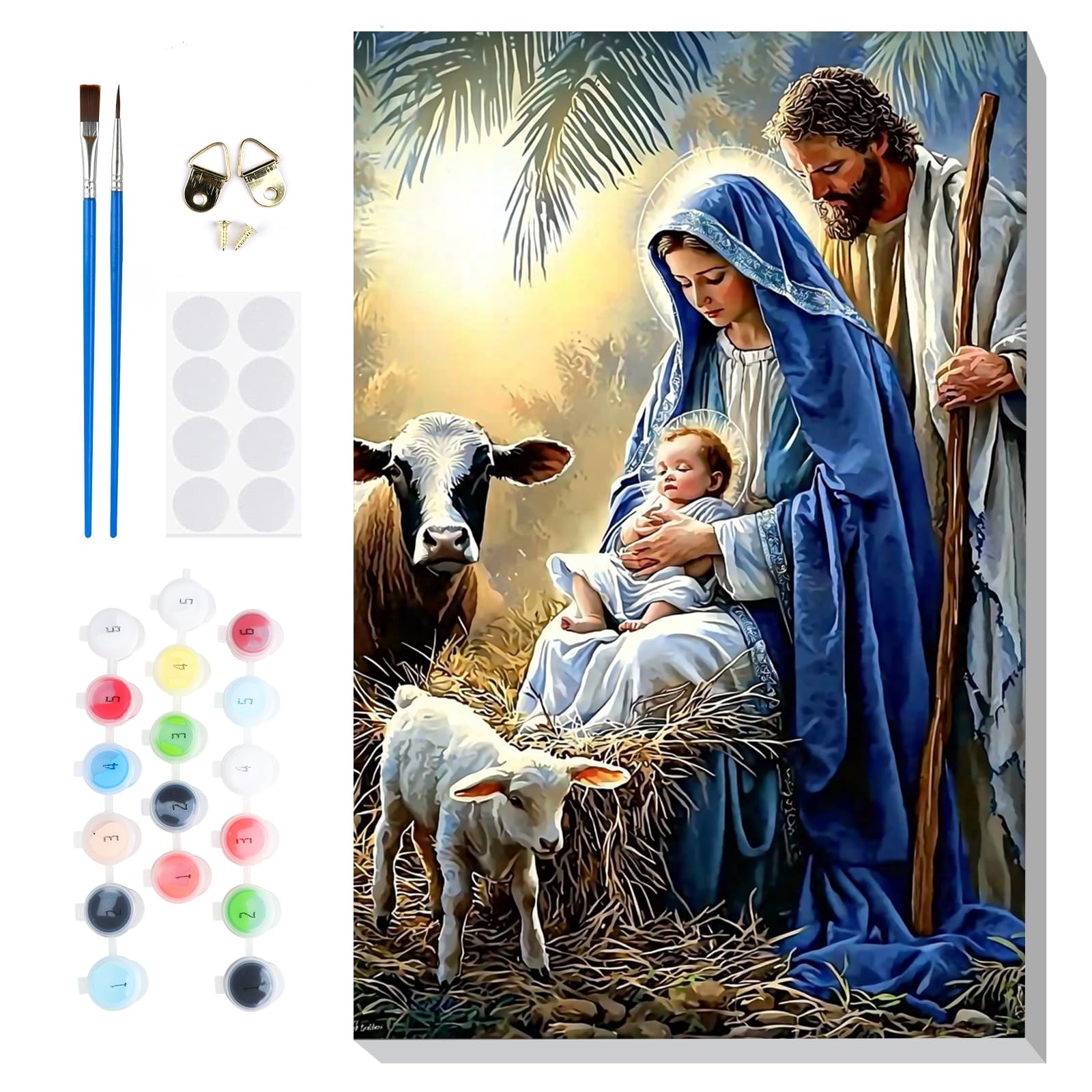 Amazon.com: Bowetile Nativity Scene Paint by Numbers for Adults ...